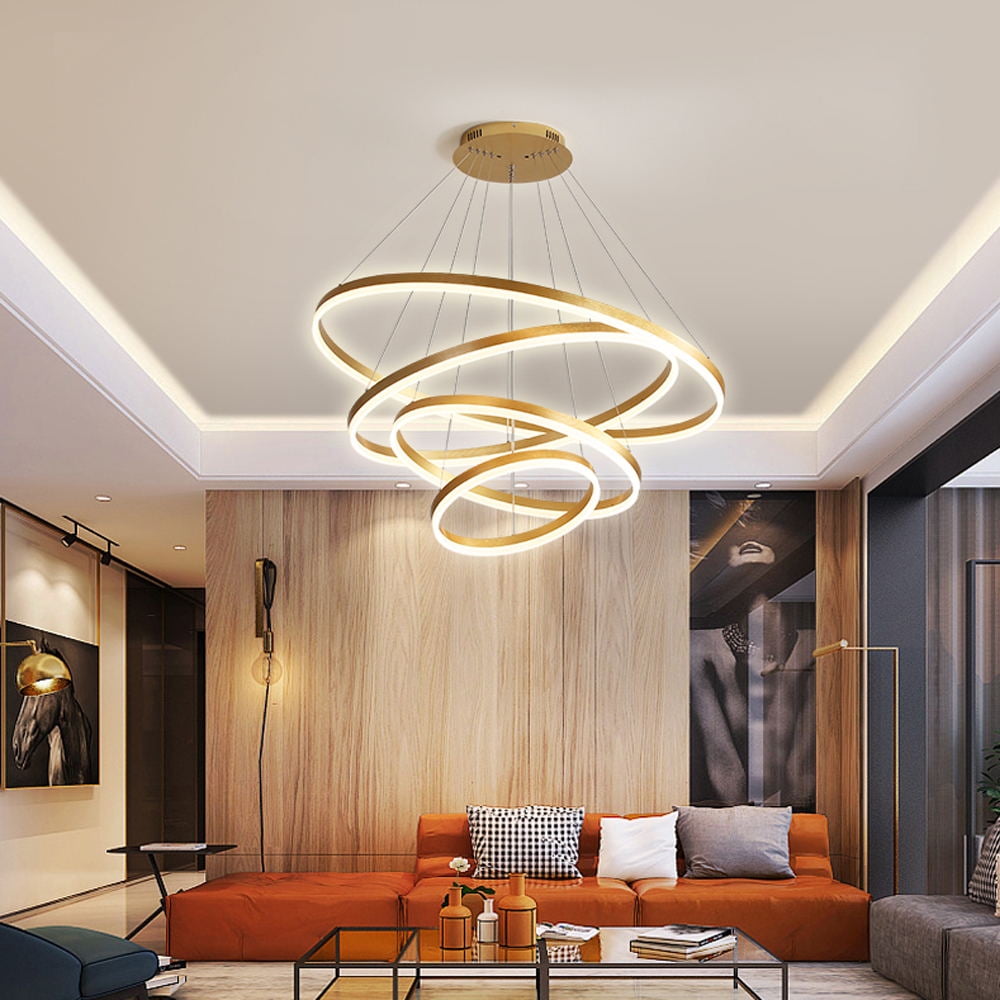 LOYALHEARTDY Modern LED Chandelier 4 Rings Pendant Lighting Fixture ...