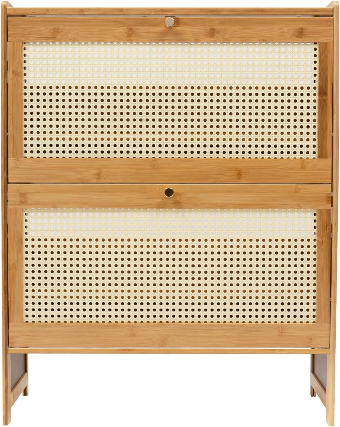 LOYALHEARTDY Natural Rattan Shoe Cabinet - Stylish 4-Tier Storage ...