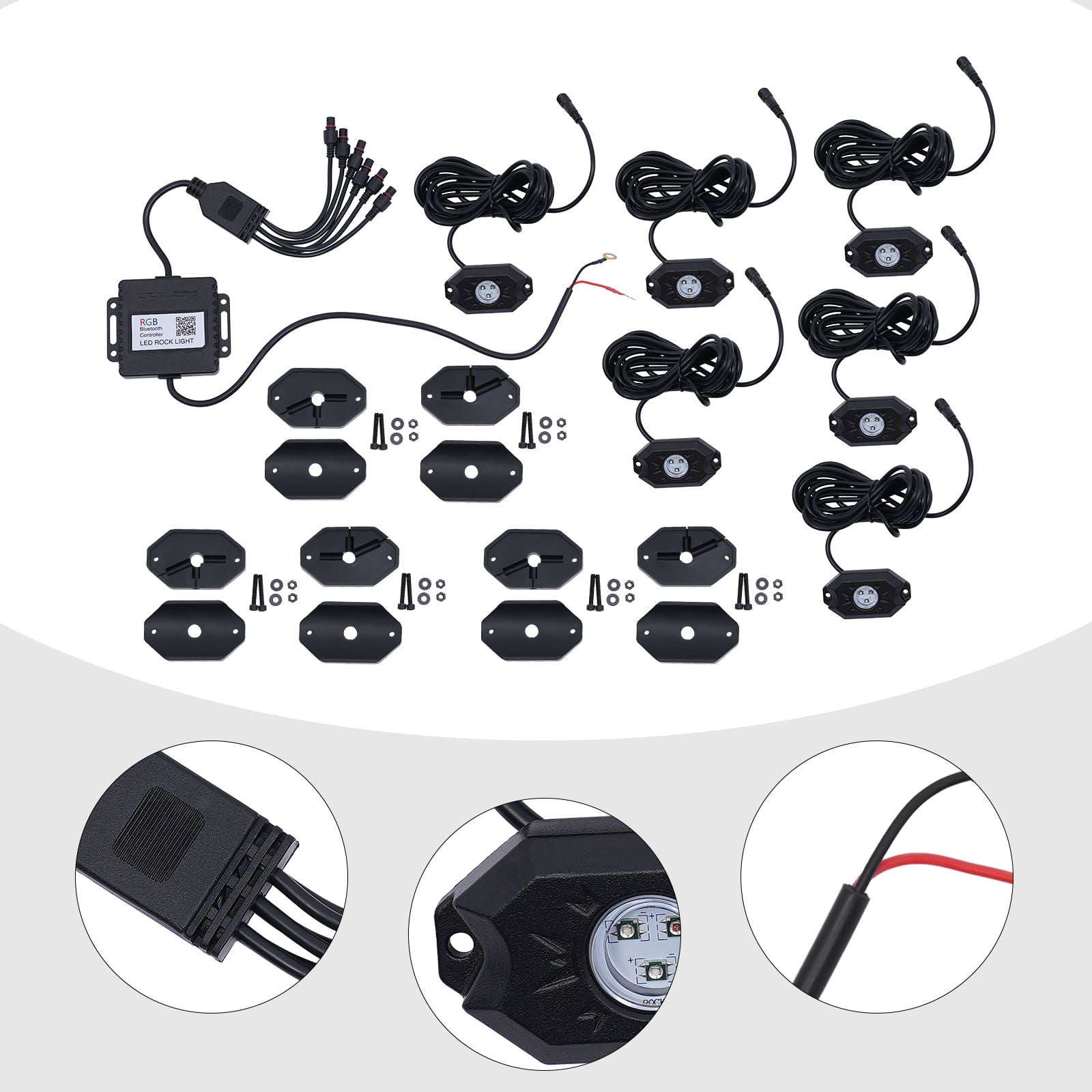 LOYALHEARTDY RGB LED Rock Lights Kit Bluetooth Control Underglow ...