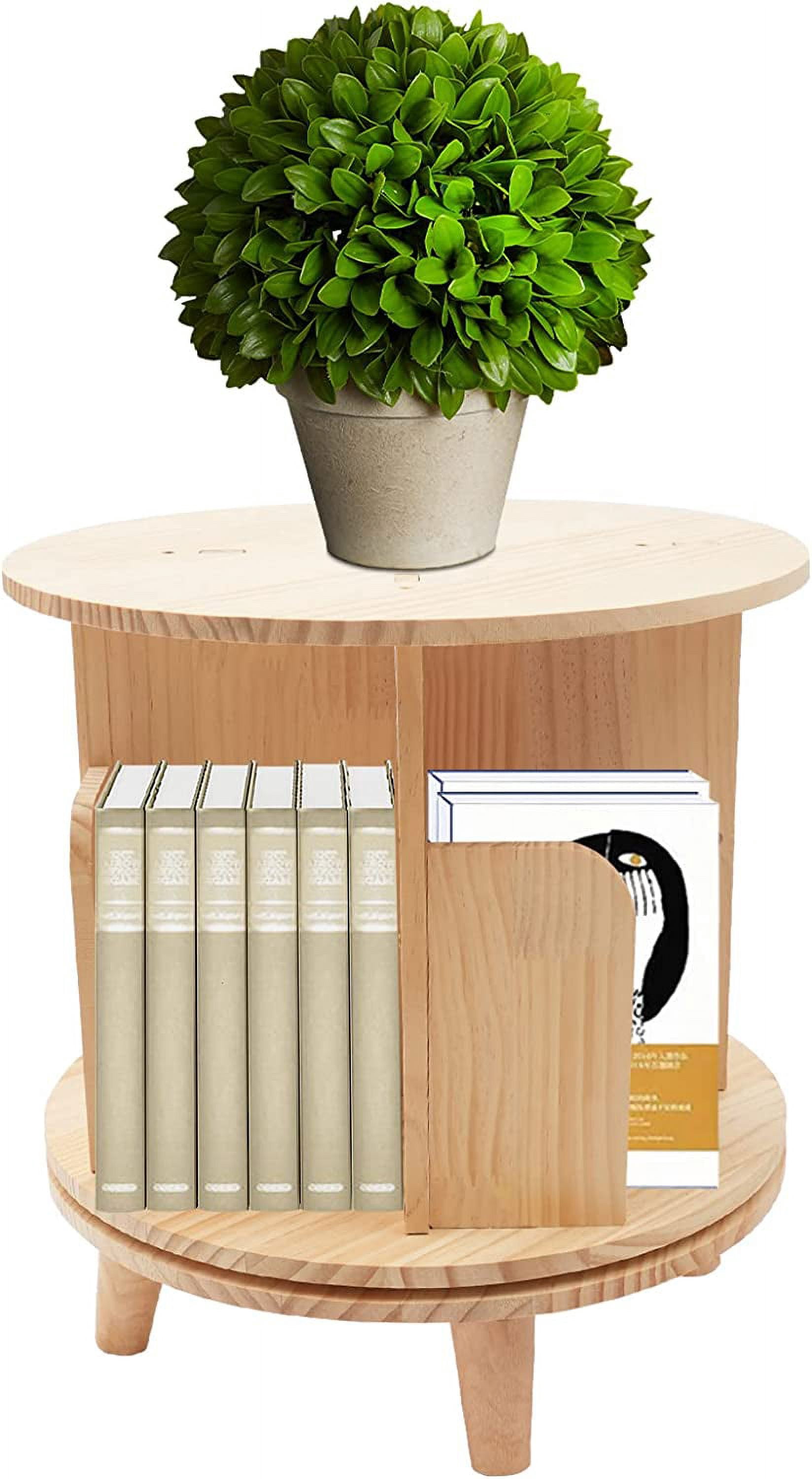 LOYALHEARTDY Rotating Wodden Bookshelf with 4 Legs, 360° Display ...