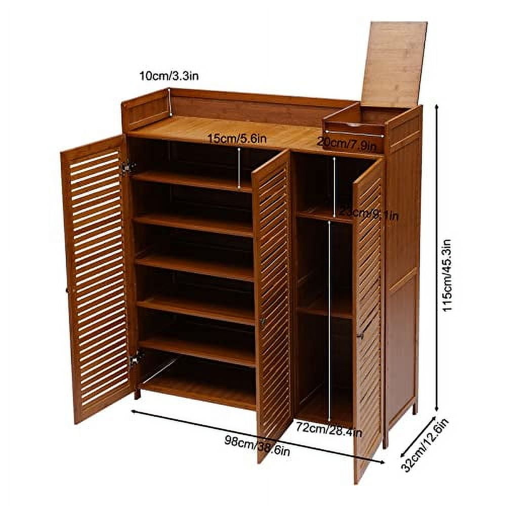 Bamboo Shoe Storage Cabinet, 7 Tier Free Standing Shoe Racks with ...