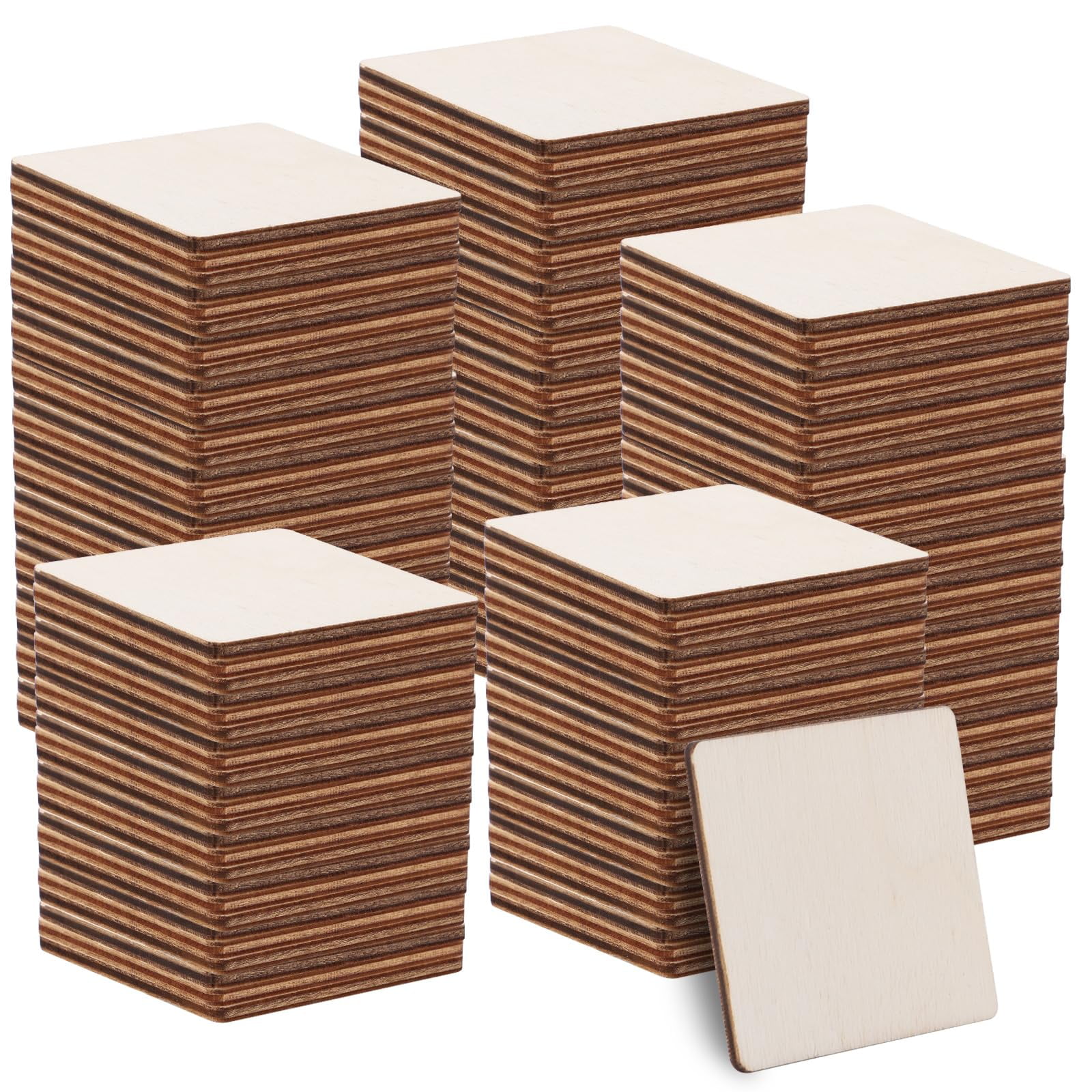 LOYORTY 300Pcs 2x2 Wood EC36 Squares for Crafts, 2.5mm Unfinished ...