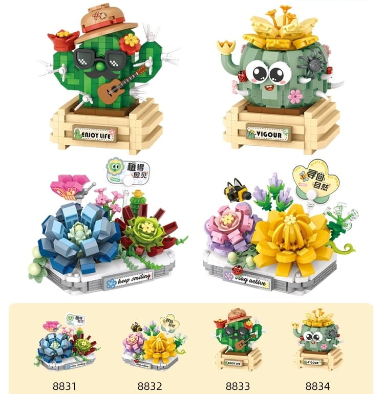 LOZ mini Blocks Kids Building Toys DIY Bricks Sweet Flowers Pot Plants ...