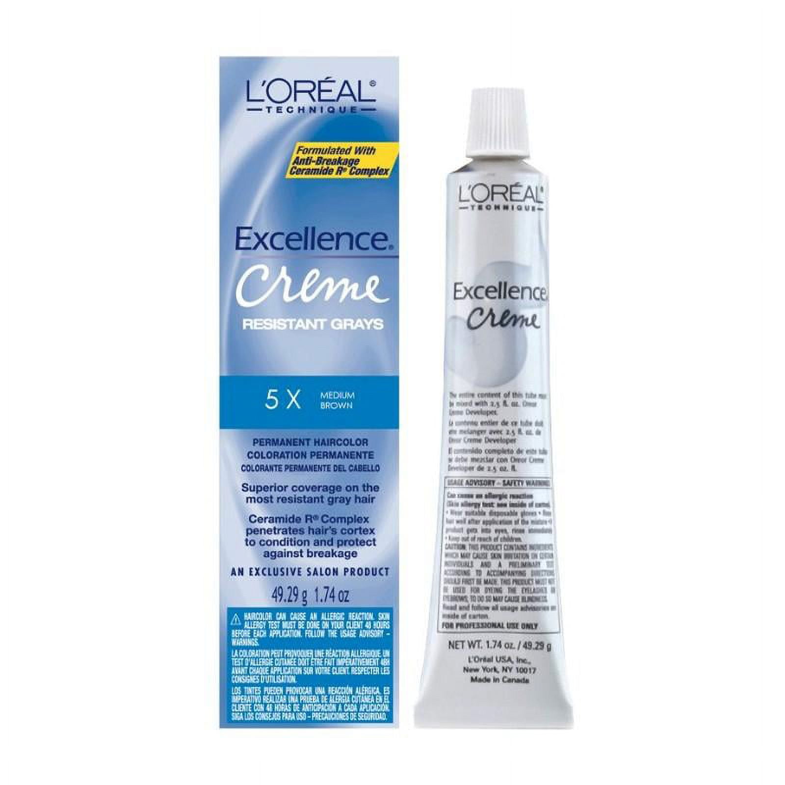 LOreal Excellence Creme Resistant Gray Permanent Hair Color 5X Medium ...
