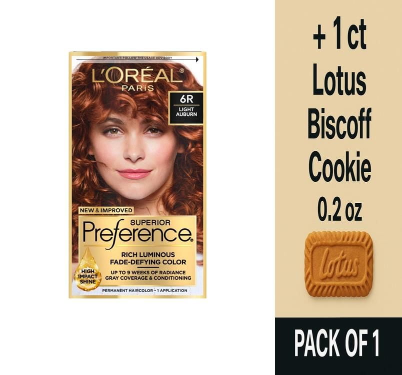 LOreal Paris Superior Preference Permanent Hair Color 6R Light Auburn 1 ...