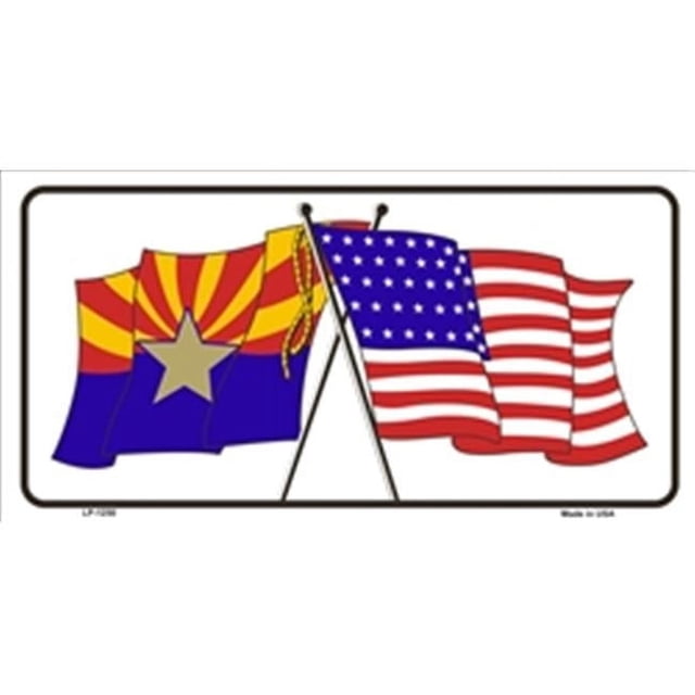 LP-1250 Arizona and American USA Crossed Flags License Plate- 475 ...