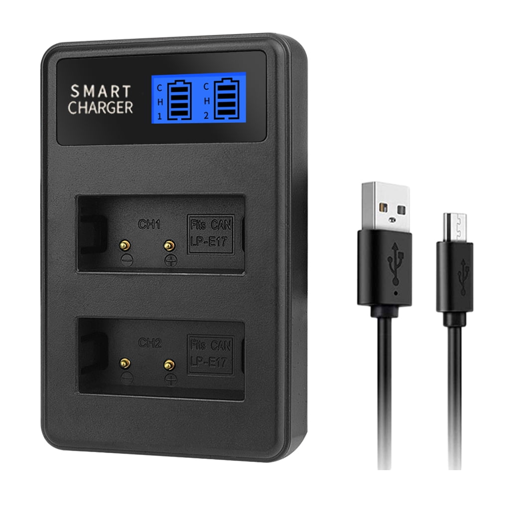 LP E17 LCD Screen Battery Charger, Dual Channel for Canon EOS Rebel T6i ...