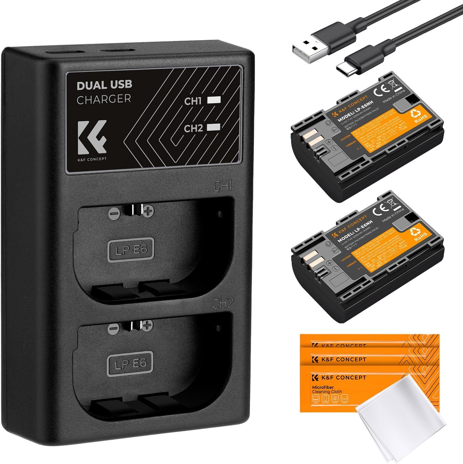 LP-E6NH Replacement y Charger Set with 10 pcs s for Canon EOS R5, EOS ...