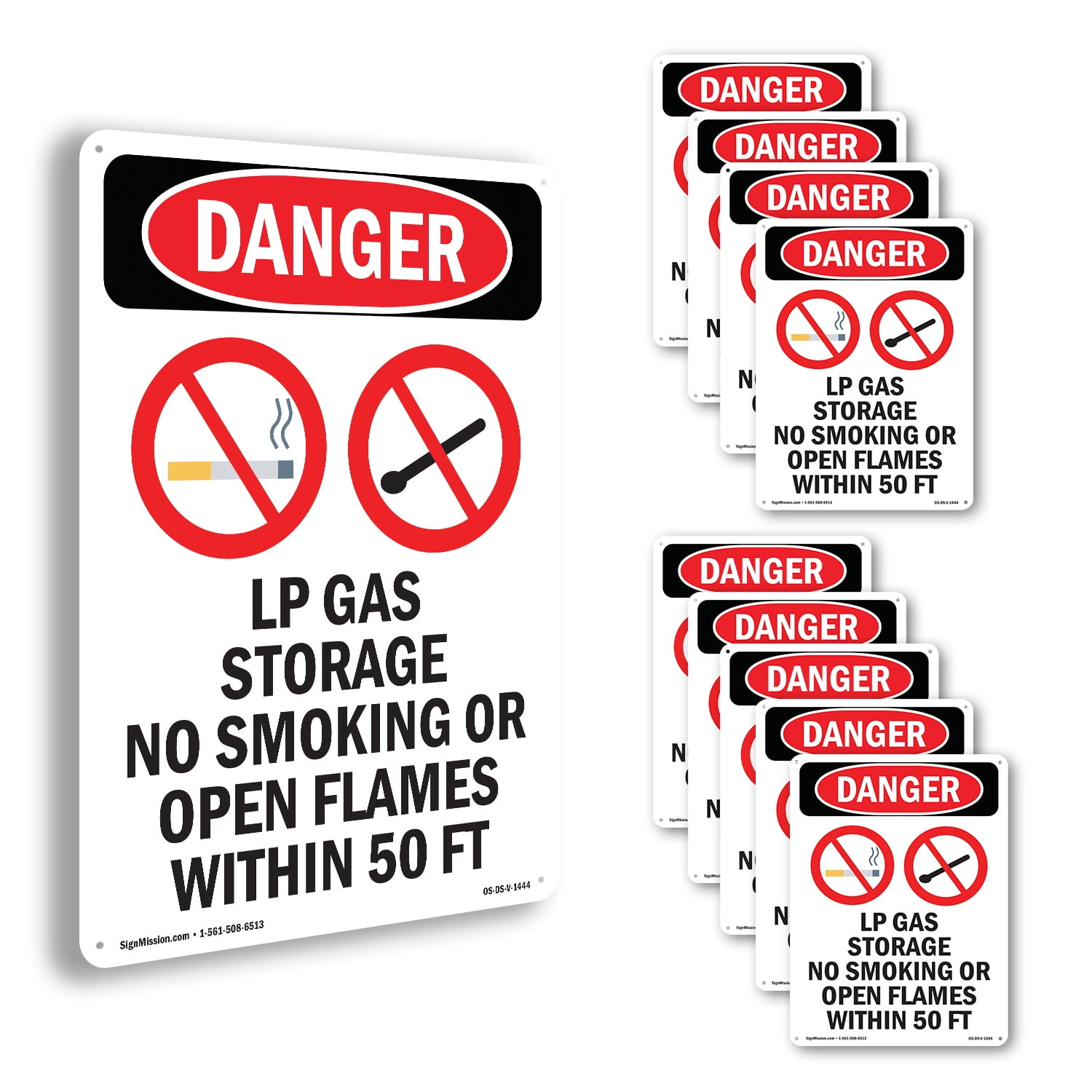 LP Gas Storage No Smoking OSHA Danger Aluminum Sign 10 Inch x 7 Inch ...