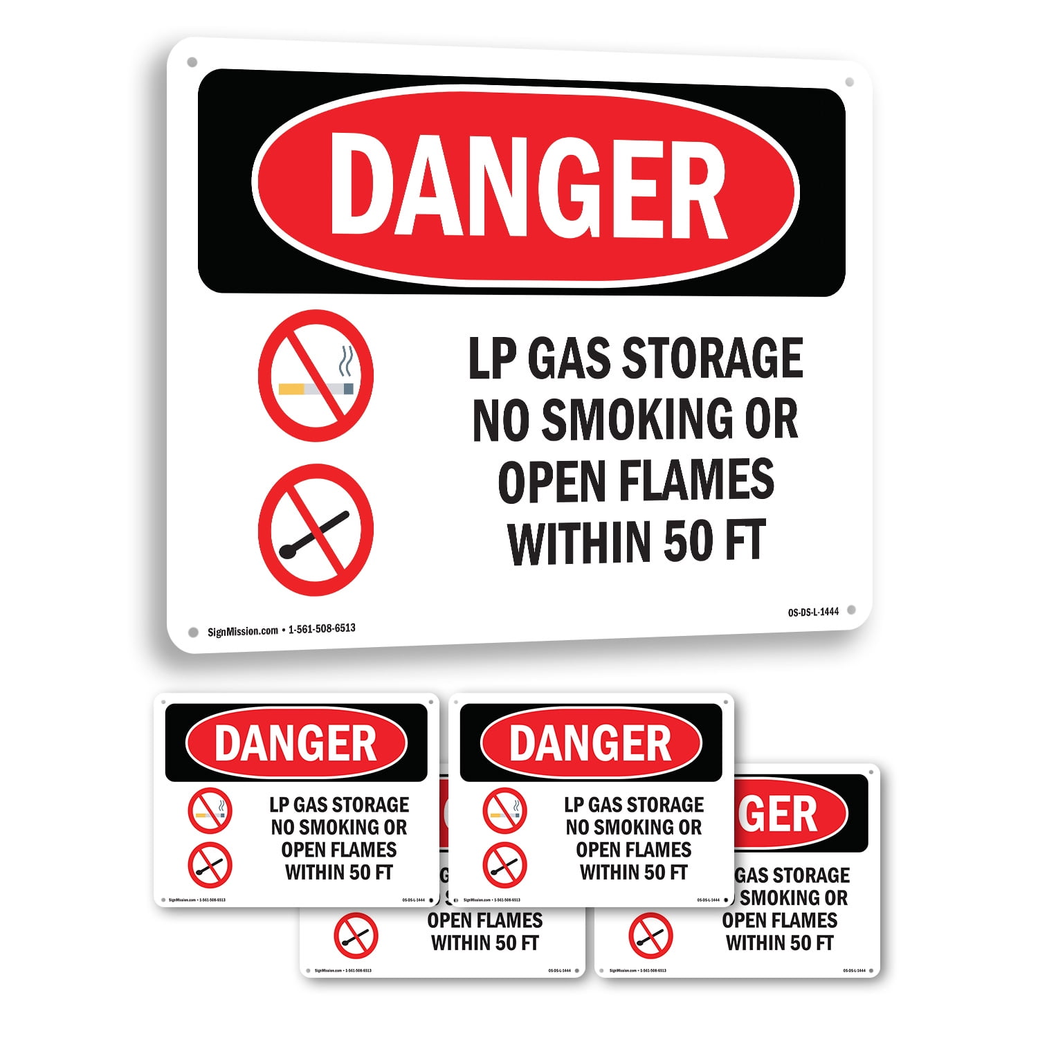LP Gas Storage No Smoking Open Flames 50 Ft OSHA Danger Aluminum Sign ...