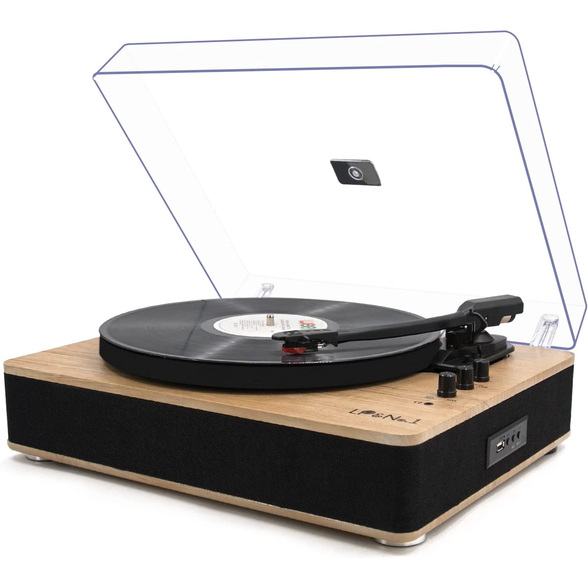 LP&NO.1 Retro Bluetooth Vinyl Player, 3-Speed Turntable, Dual Speakers ...