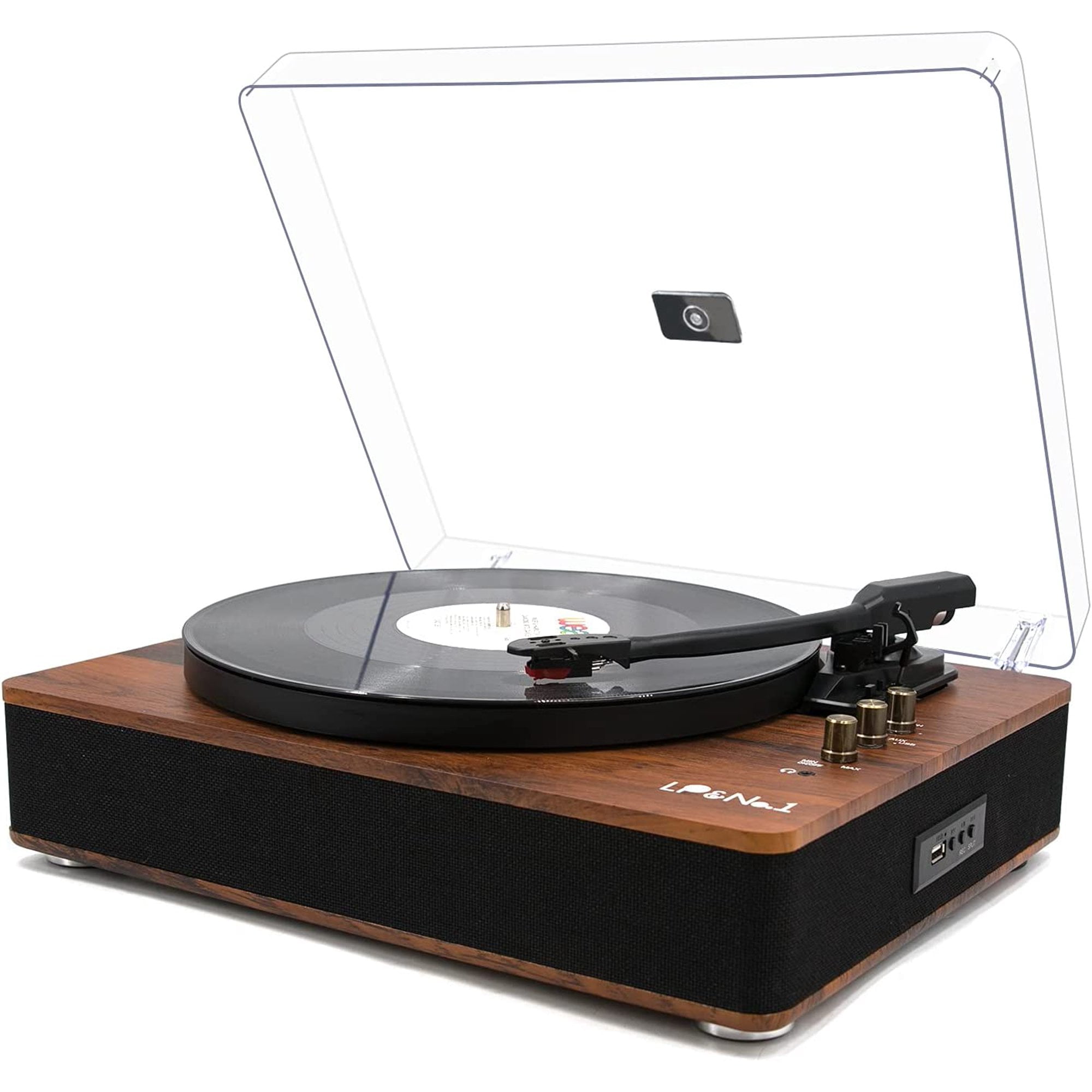 LP&NO.1 Bluetooth Vinyl Record Player with Built-in Speakers, 3 Speed ...