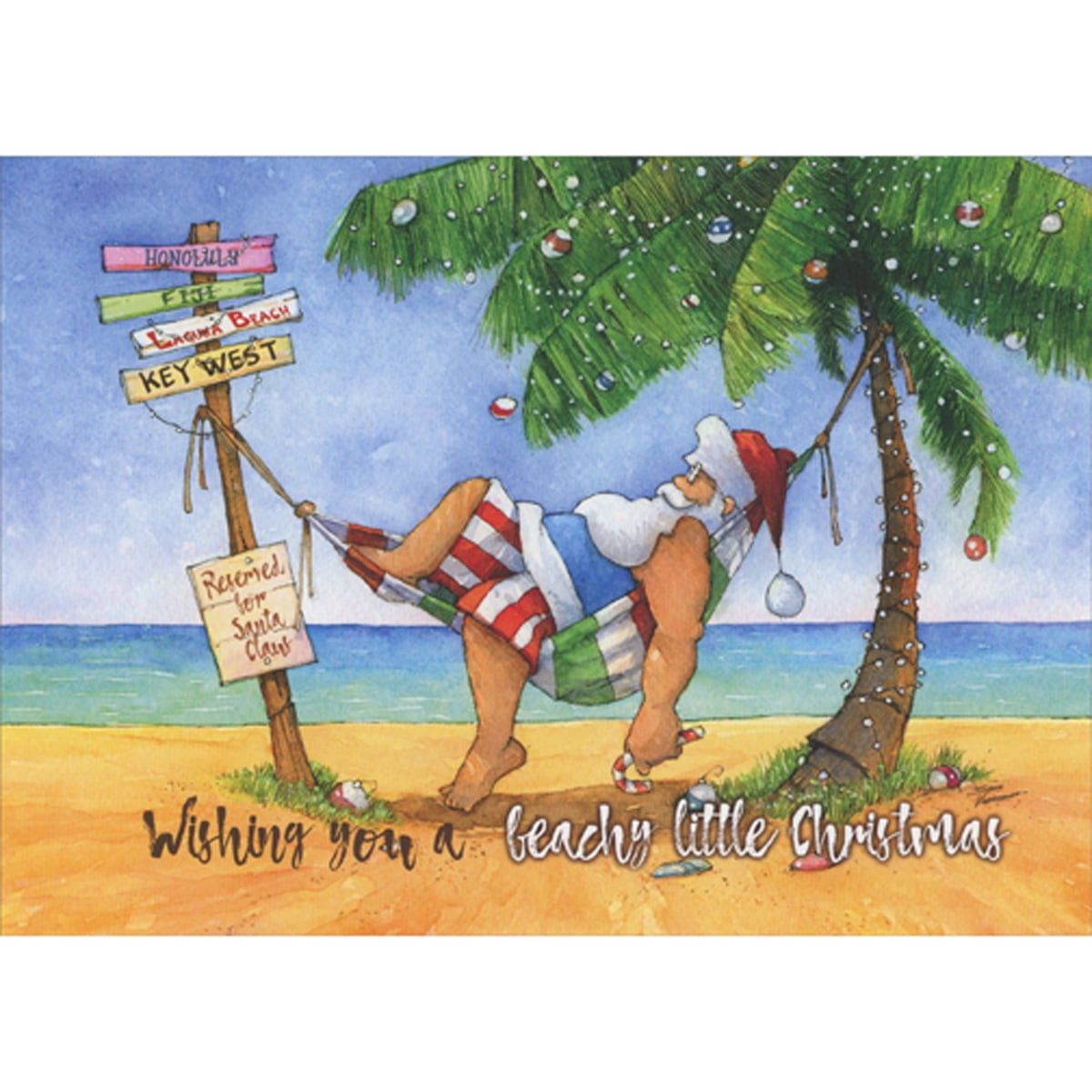 LPG Greetings Beachy Little Christmas: Santa in Hammock on Beach Box of ...