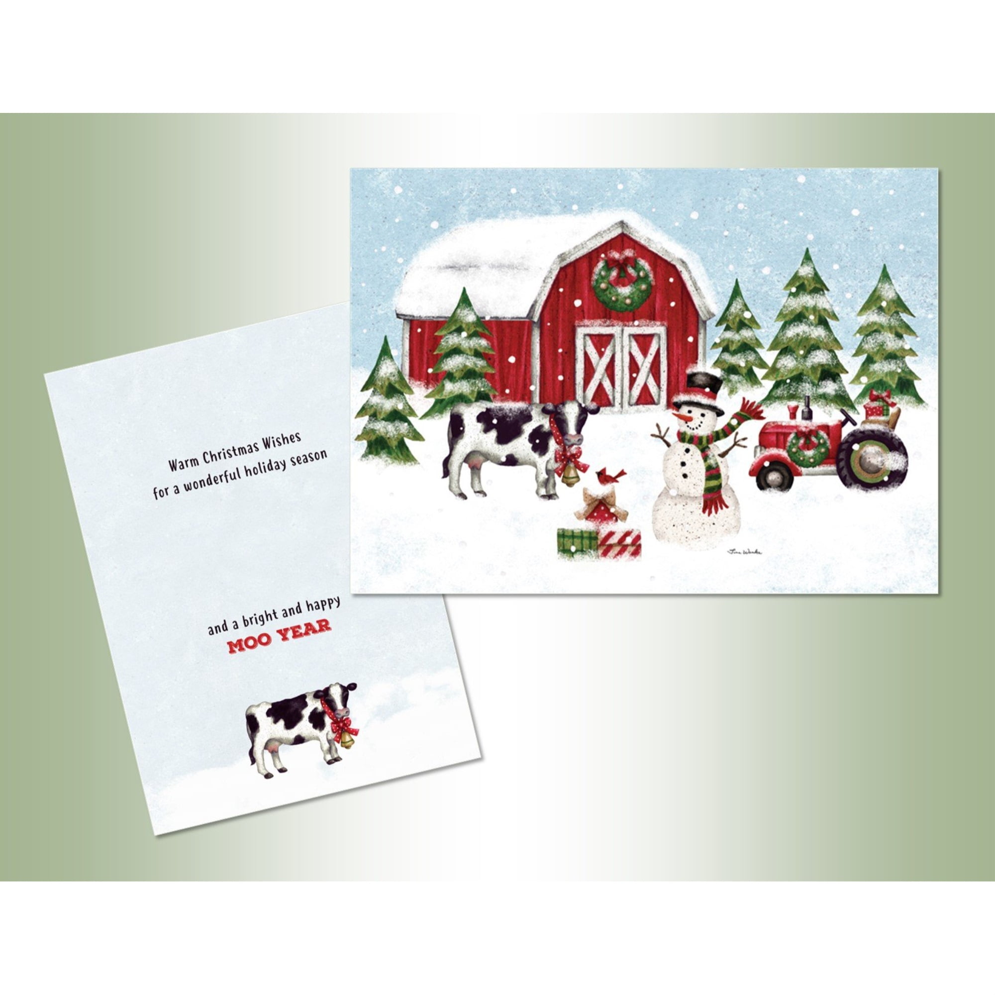 LPG Greetings Cow, Snowman, Red Tractor and Red Barn Box of 18 ...