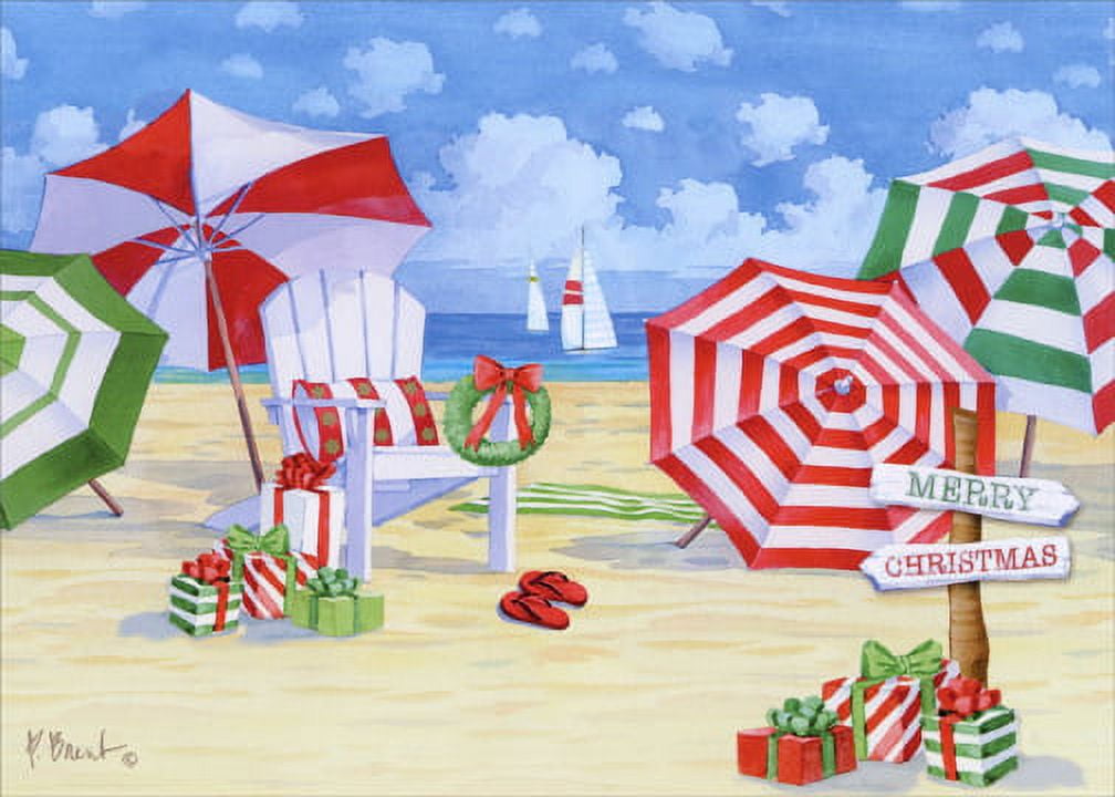 LPG Greetings Holiday Umbrella Beach: Paul Brent Warm Weather Christmas Card (1 card/1 envelope ...