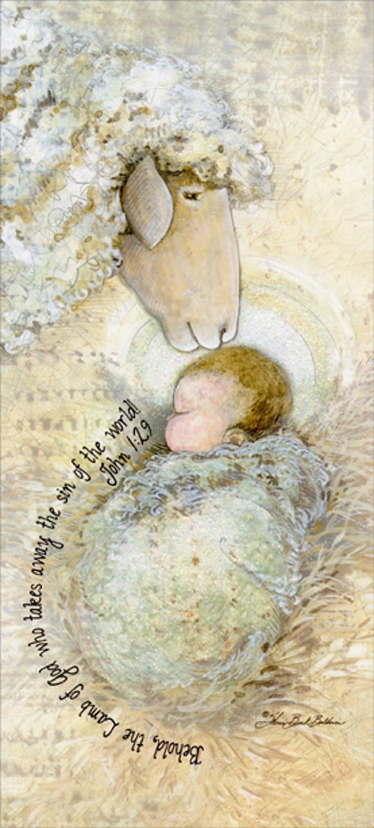 LPG Greetings Lamb of God : Baby Jesus and Lamb Long Glitter Religious ...
