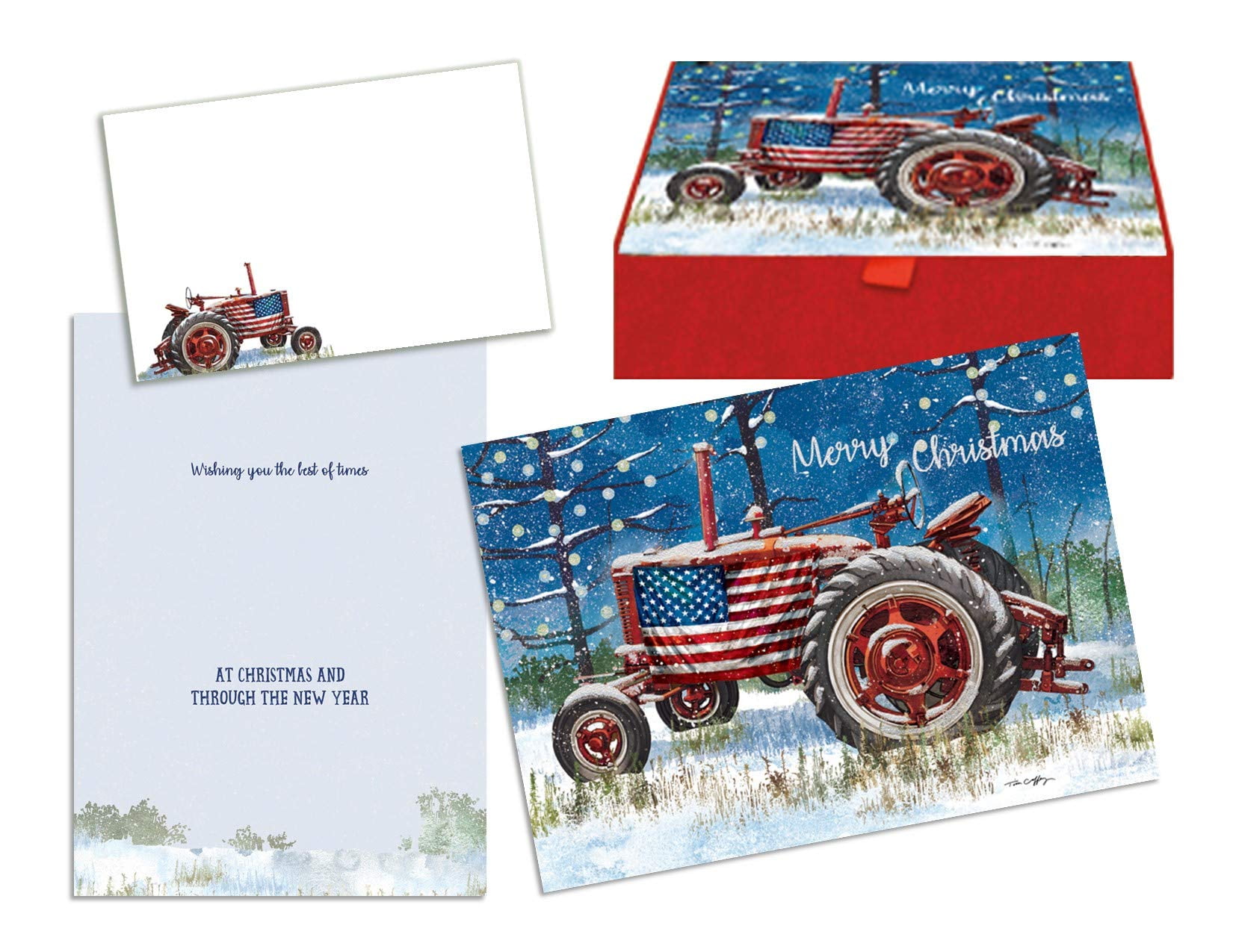 LPG Greetings Red Tractor in Winter : American Flag 14 Patriotic ...