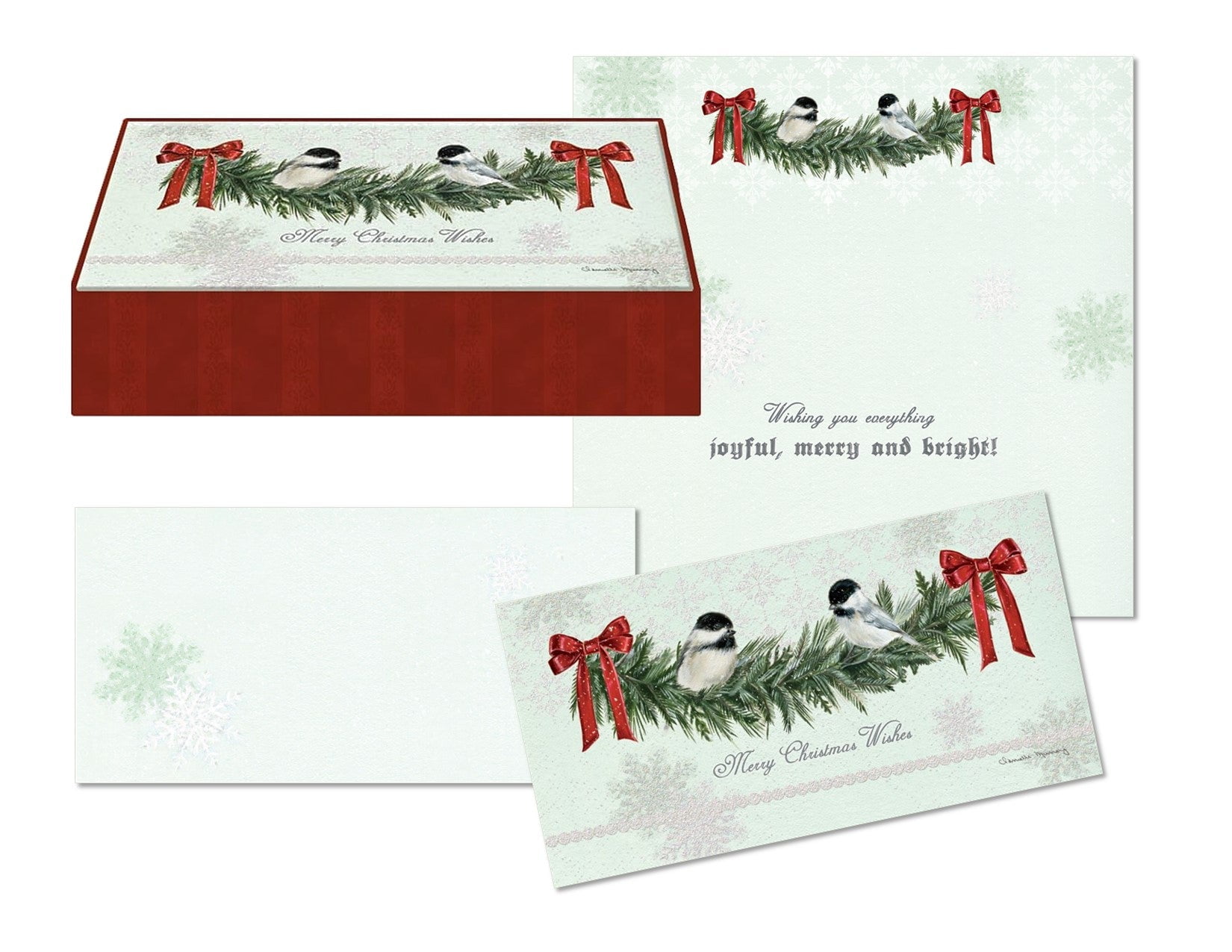 LPG Greetings Two Chickadees Perched on Pine Branch Mini Long Keepsake ...