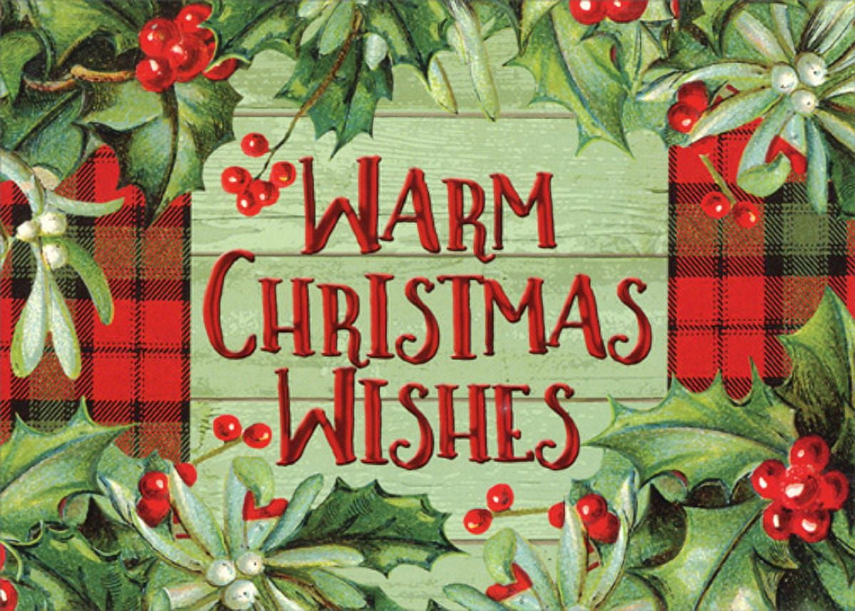 LPG Greetings Warm Christmas Wishes Tartan with Holly : Andrea Tachiera Christmas Card (1 card/1 ...
