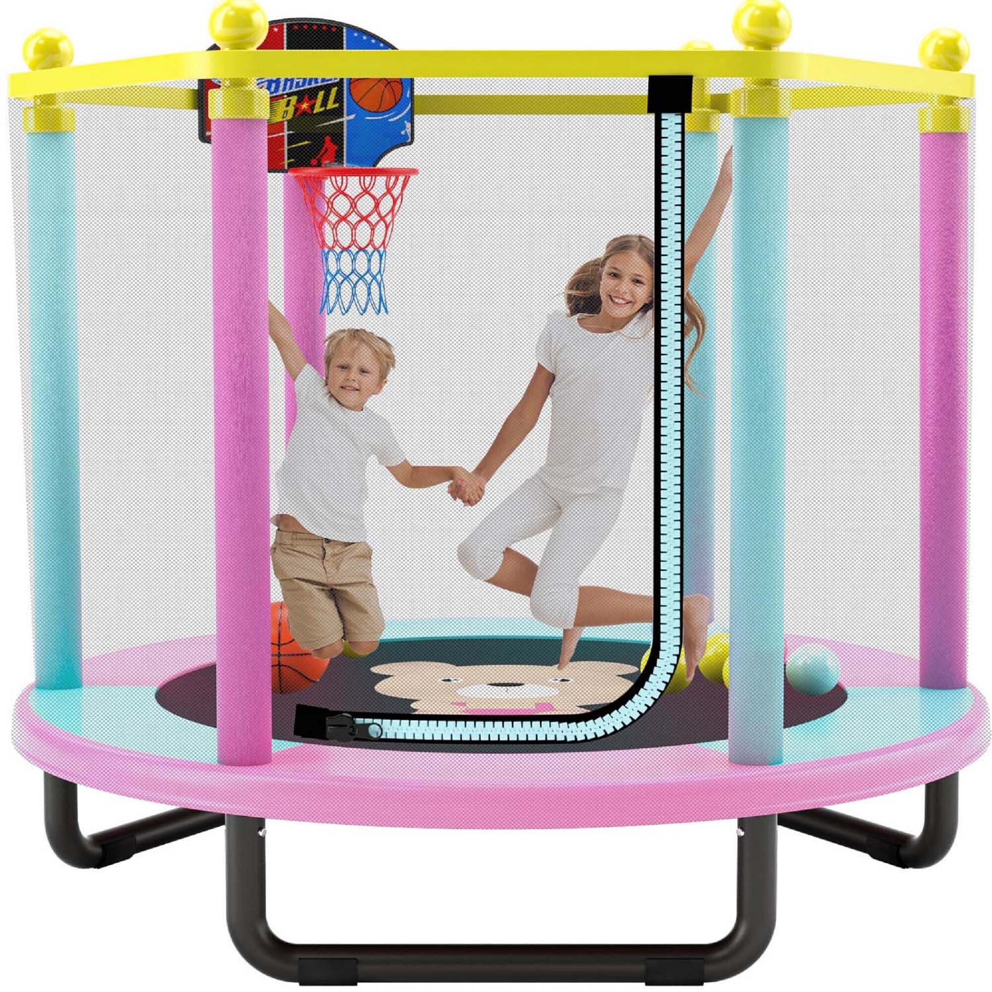 LPIW Trampoline for Kids, 5FT Toddler Trampoline with Safety Enclosure ...