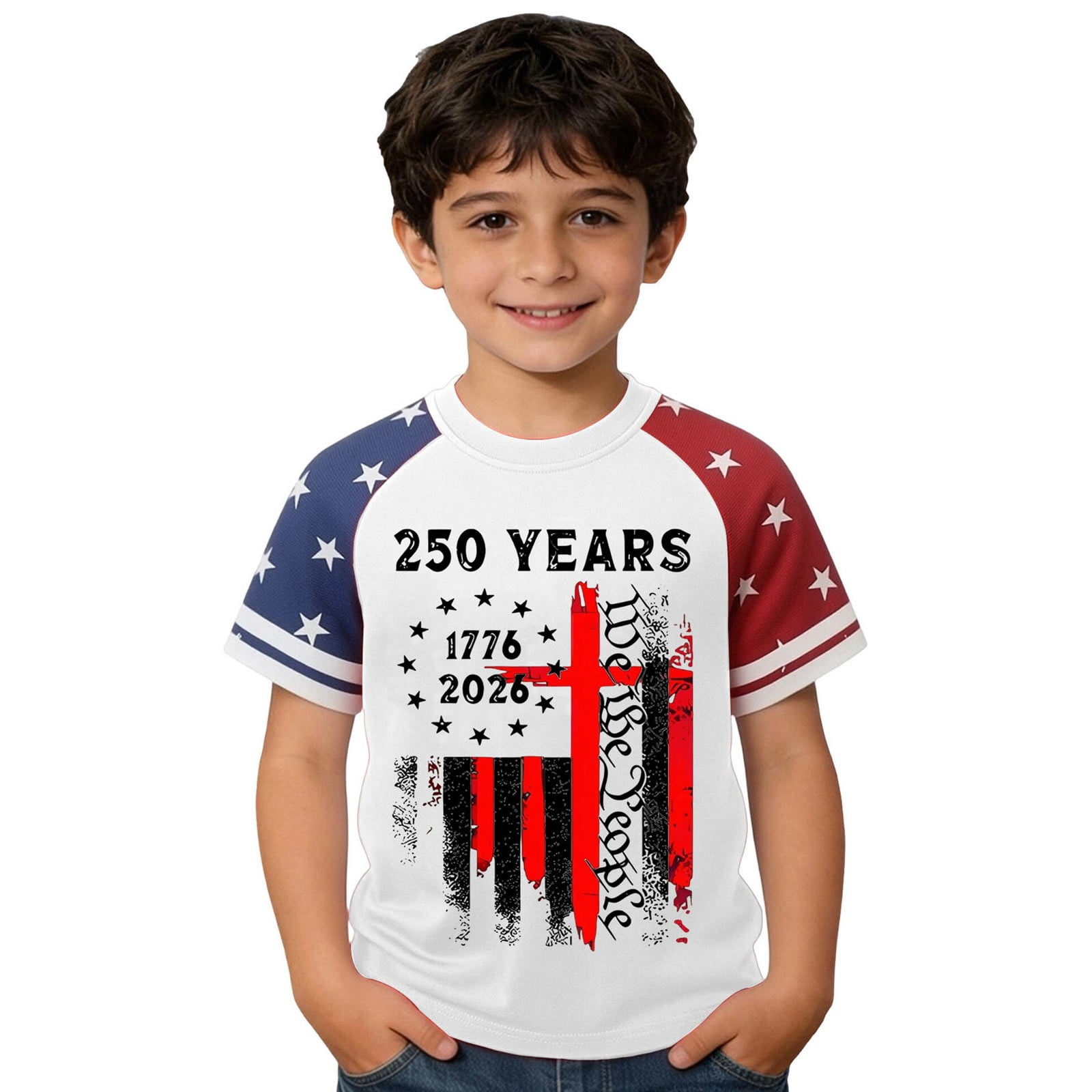 LPKRT Boys July 4Th Short Sleeve T Shirts Crewneck 250Th Anniversary ...