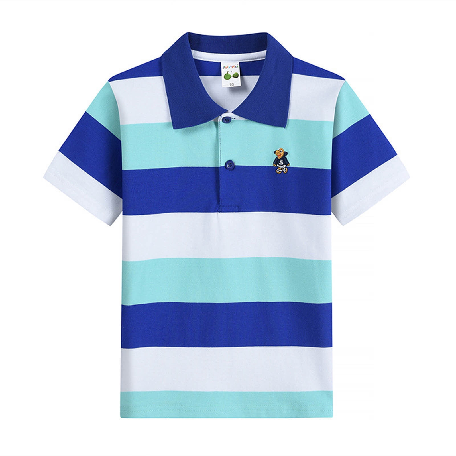 LPKRT Boys Striped Short Sleeve Golf Shirt Collar Color Block Polo ...