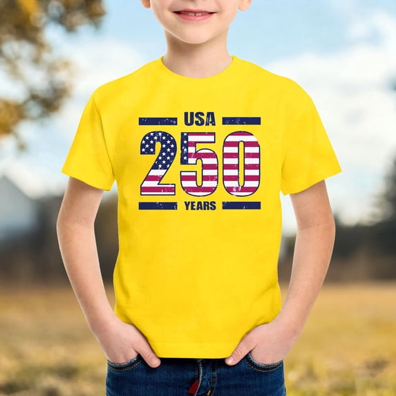 LPKRT Boys T-shirt Short Sleeve Crew Neck Blouses 250th Independence ...
