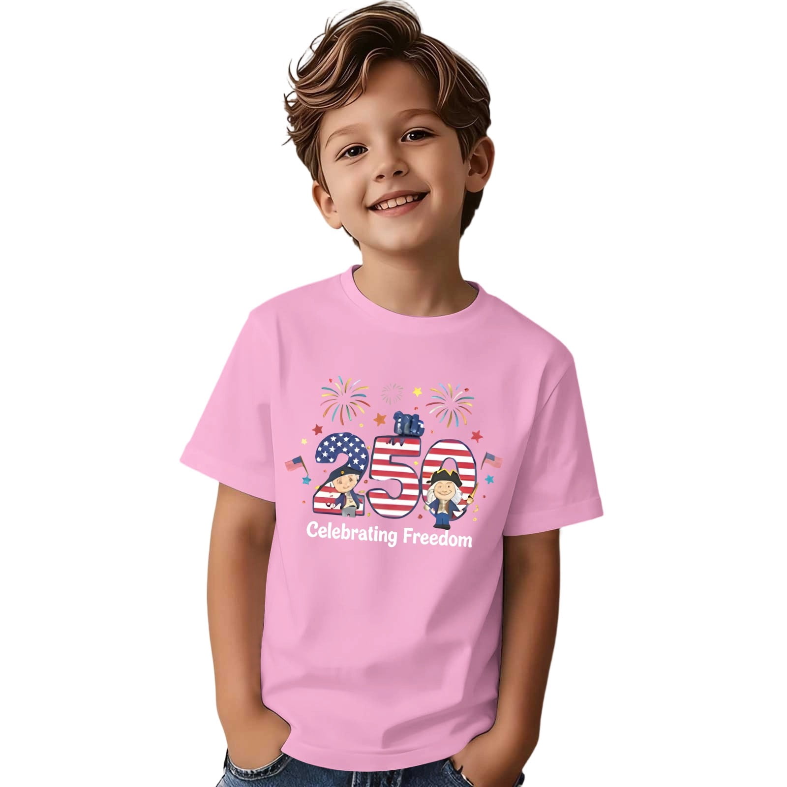 LPKRT Kids 250Th Anniversary Tee Shirts Patriotic Print Loose Short ...
