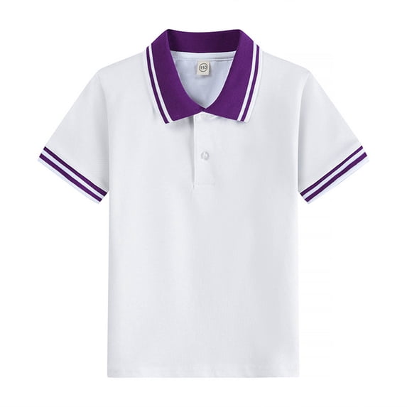 LPKRT Kids Short Sleeve Polo Shirt Lapel Solid Color Golf Tee Shirts ...