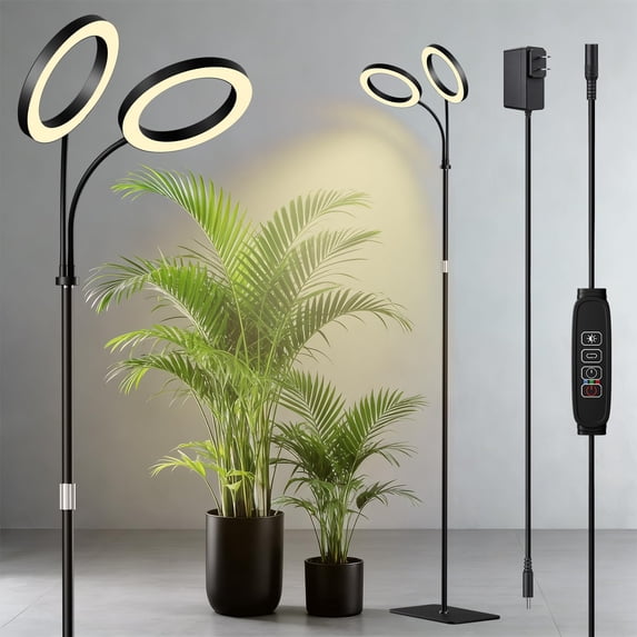 LPMZMBL Dual Head Grow Light for Indoor Plants Full Spectrum Plant ...