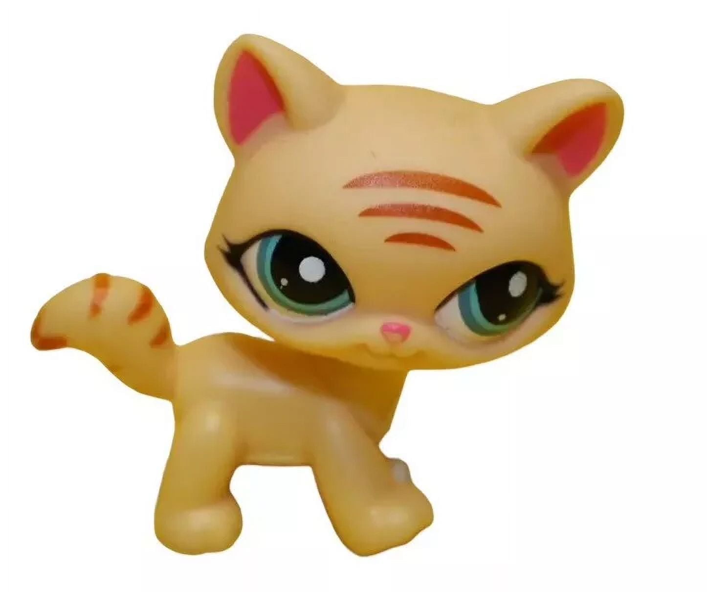 LPS Littlest Pet Shop Authentic Walking Cat 1572 Yellow Stripe w/Blue ...