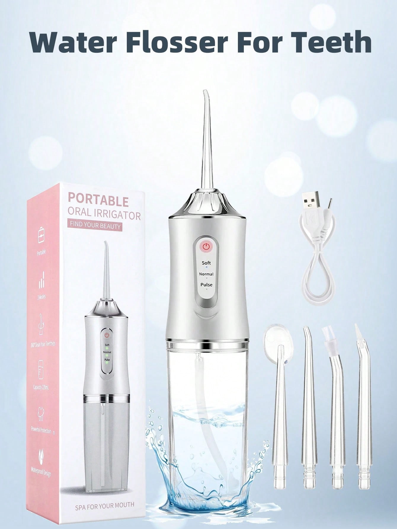 LPS electric water flosser Pro-3 pressure modes and 4 nozzles, portable ...