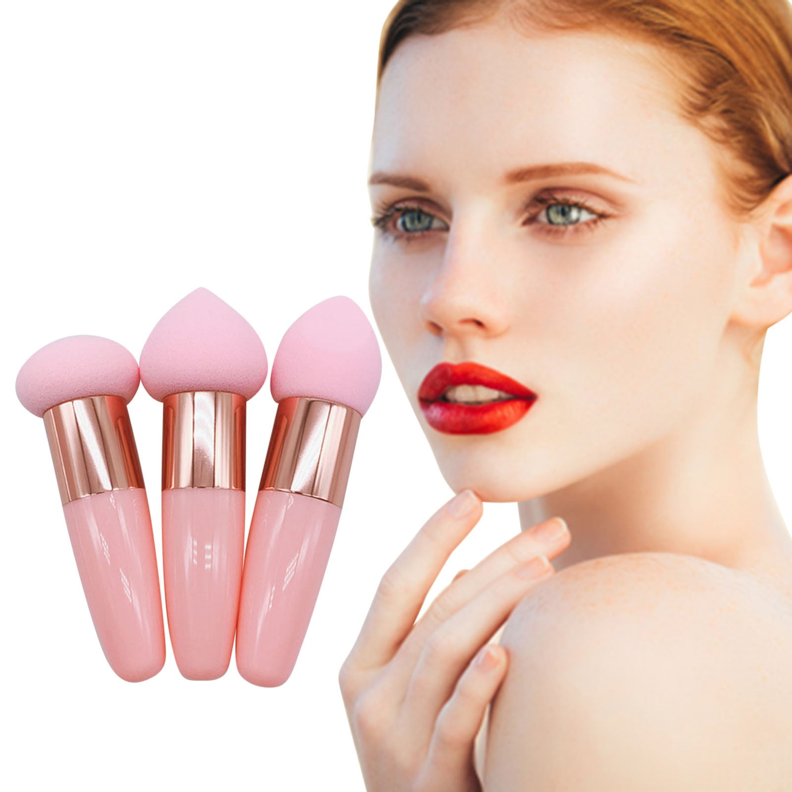 LPSSTORE 3Pack Cut Stick Powder Puff Stick Powder Puff with Handle Make ...