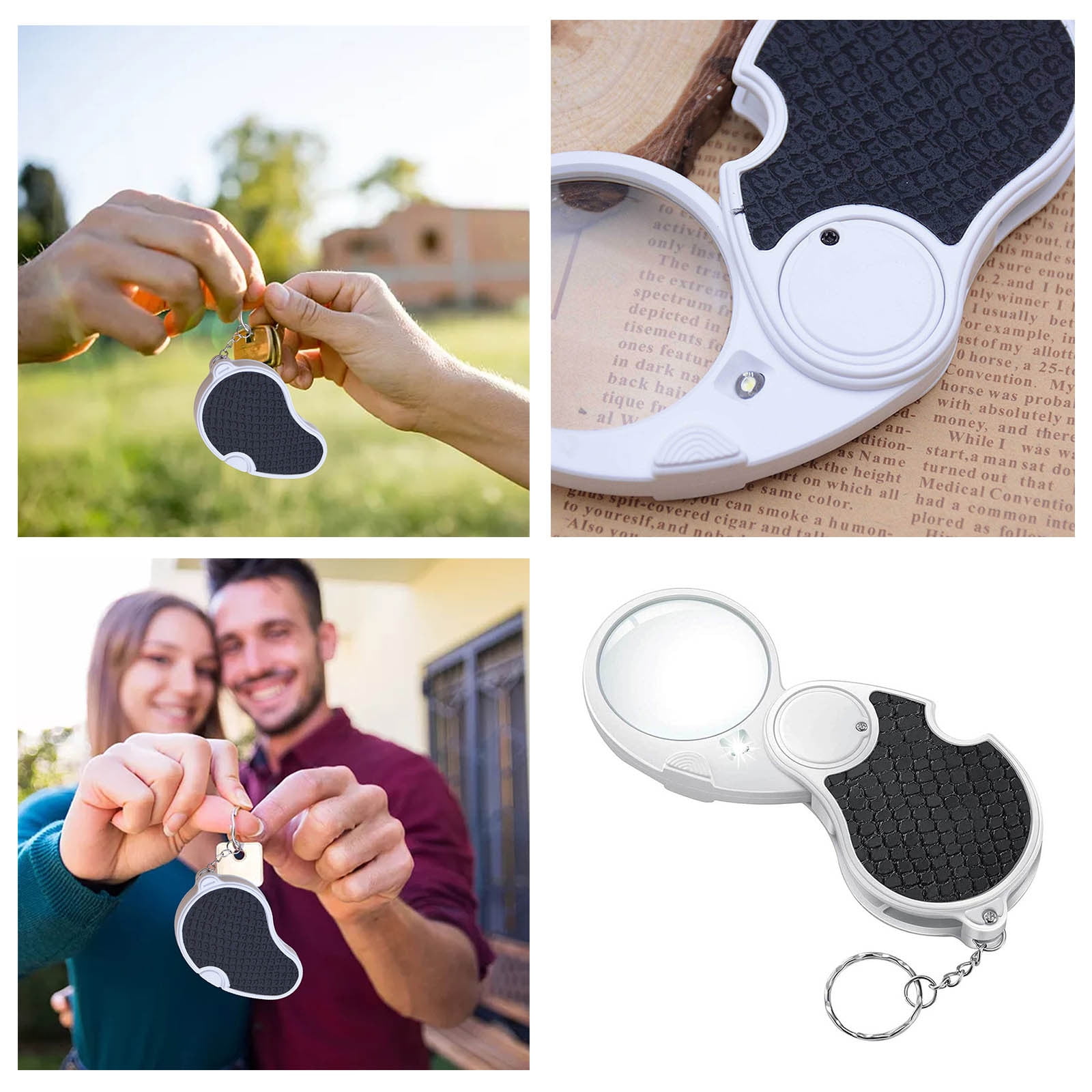 LPSSTORE 5x Handheld Pocket Magnifier Magnifying Glass with Light ...