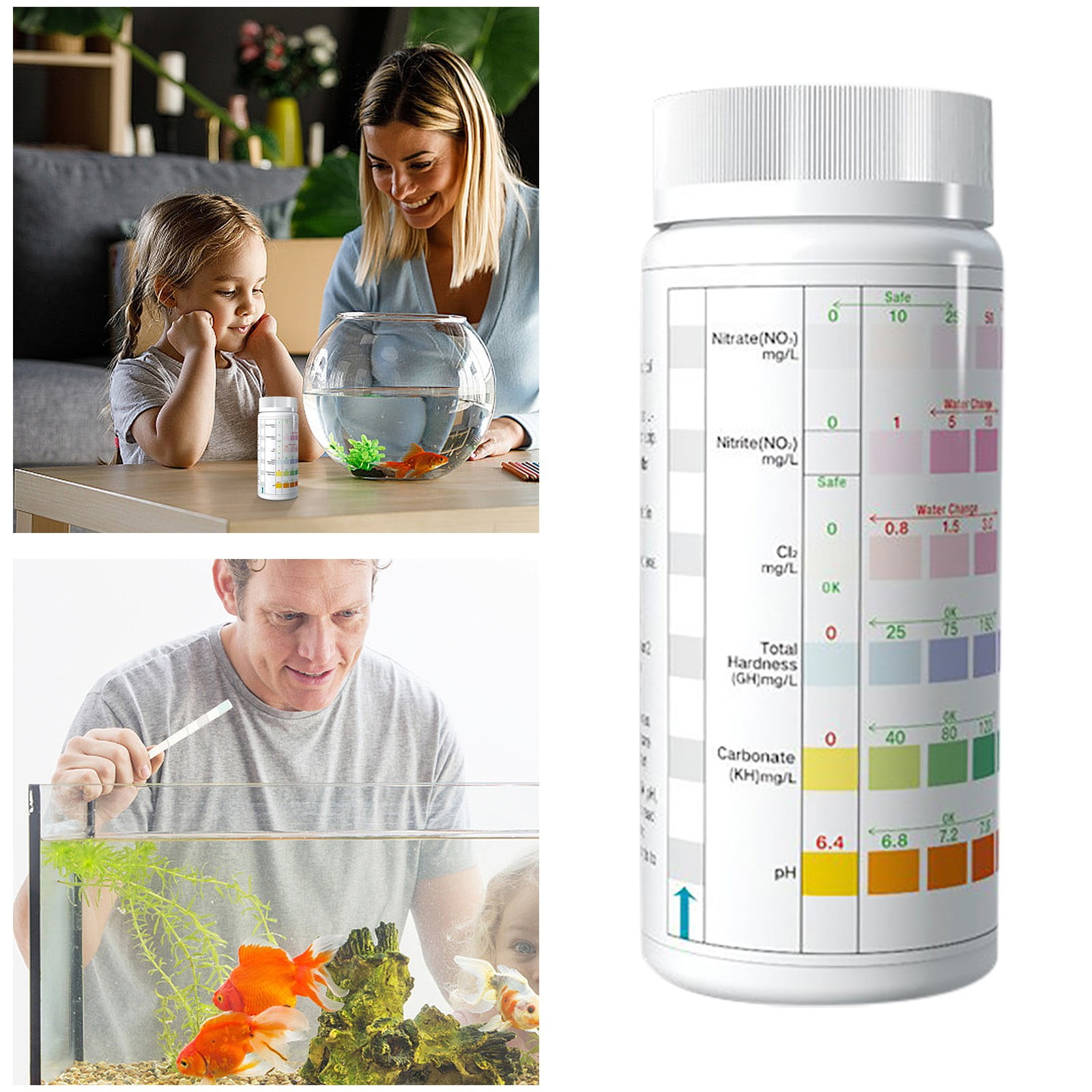LPSSTORE Aquarium Fish Tank Water 6 in 1 Test Paper Neutral Packaging ...