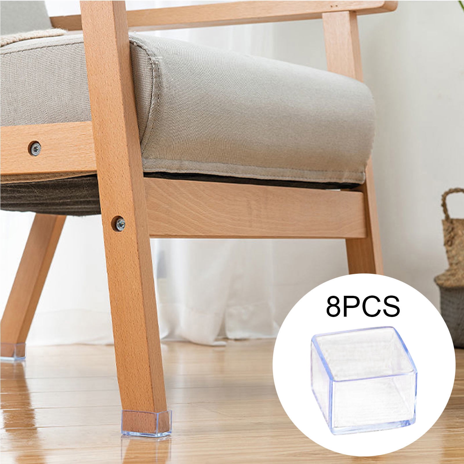 LPSSTORE Chair Leg Floor Protectors 8Pack Stretchable Transparent Clear ...