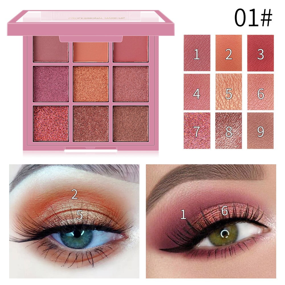 LPSSTORE Eye Shadow Palettes Makeup 9 Color Eye Shadow Palettes Pink ...