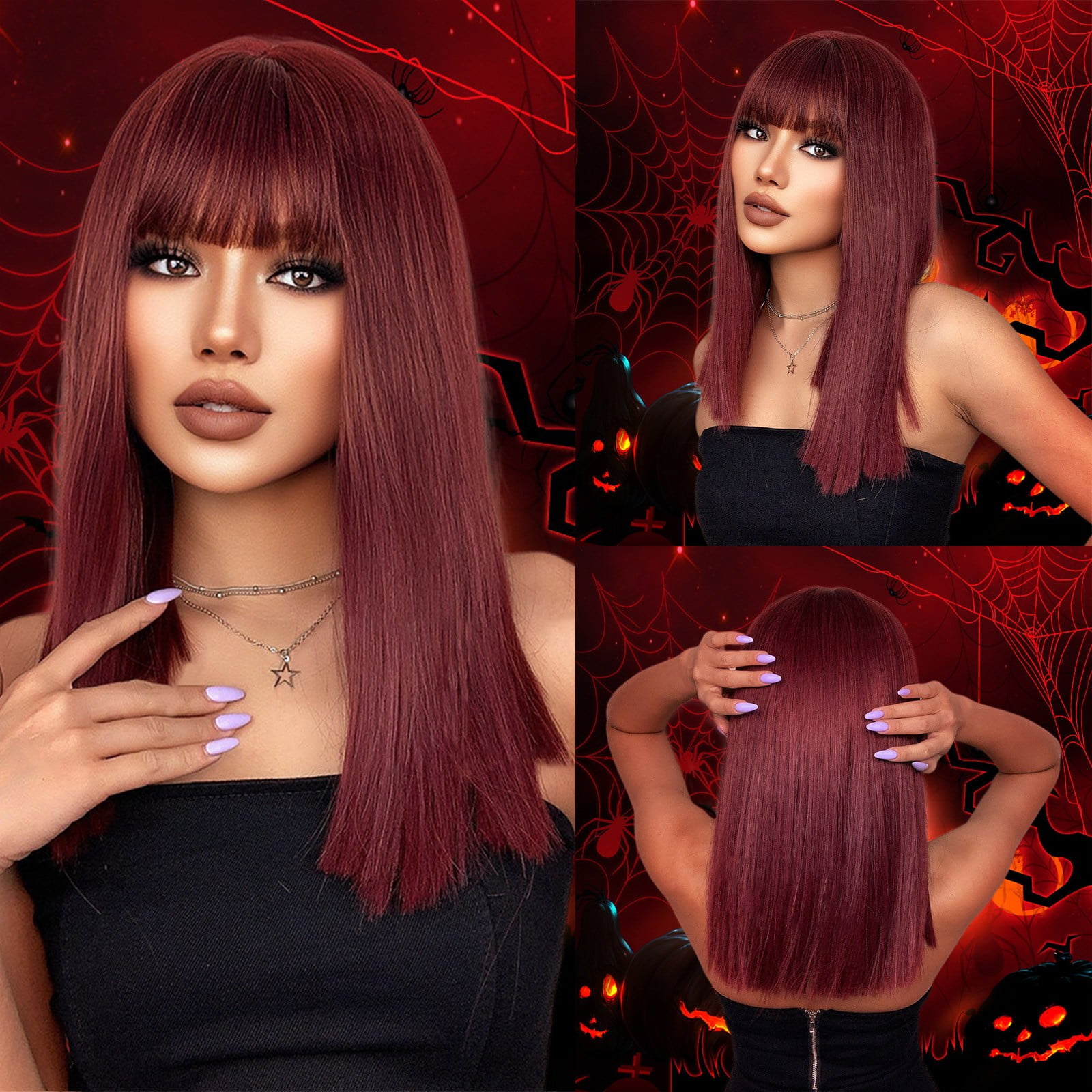 LPSSTORE High Temperature Silk Wig European and American Style Red ...