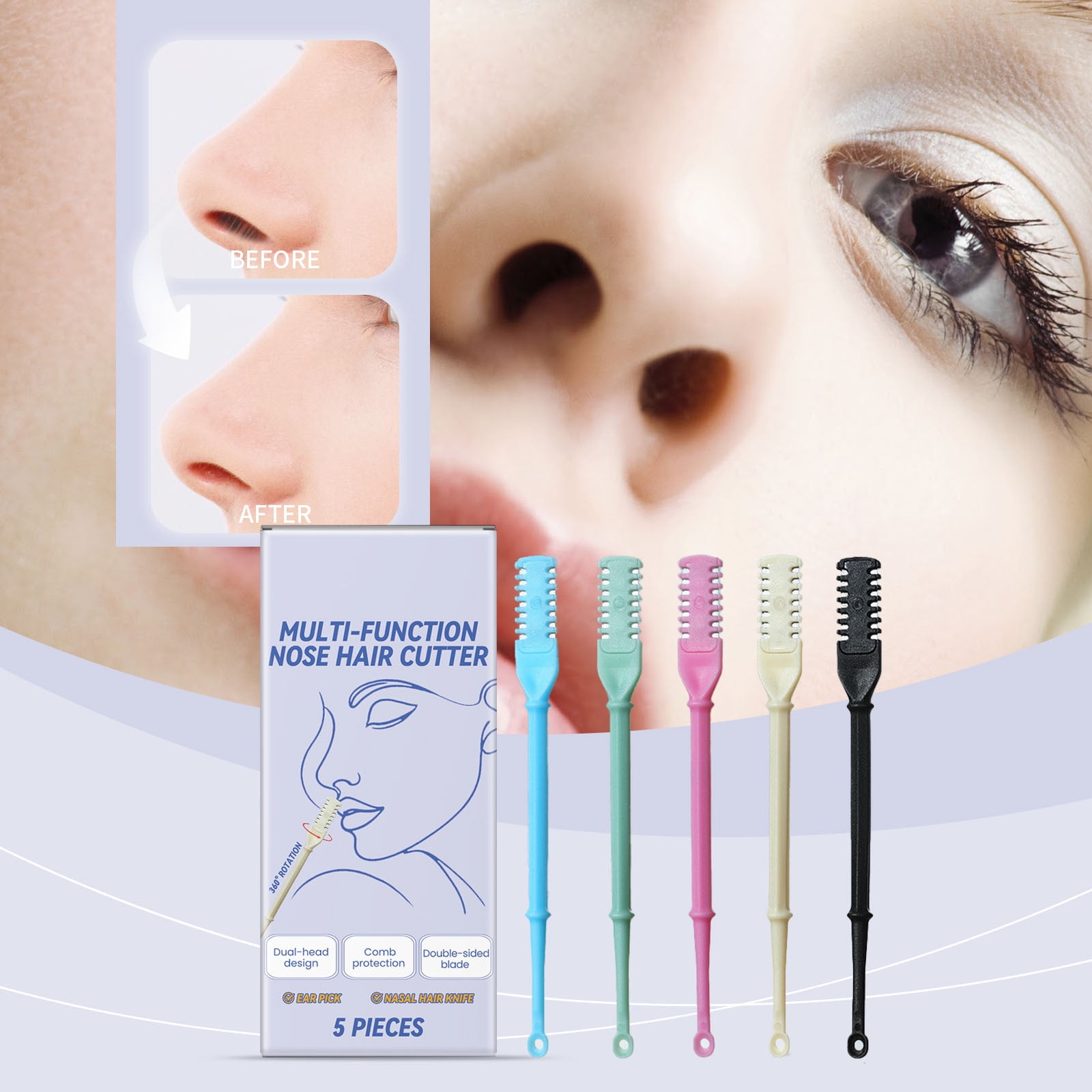 LPSSTORE Nasal Hair Cutter Upgrade Double Nose Hair 360° Nostril Hair ...