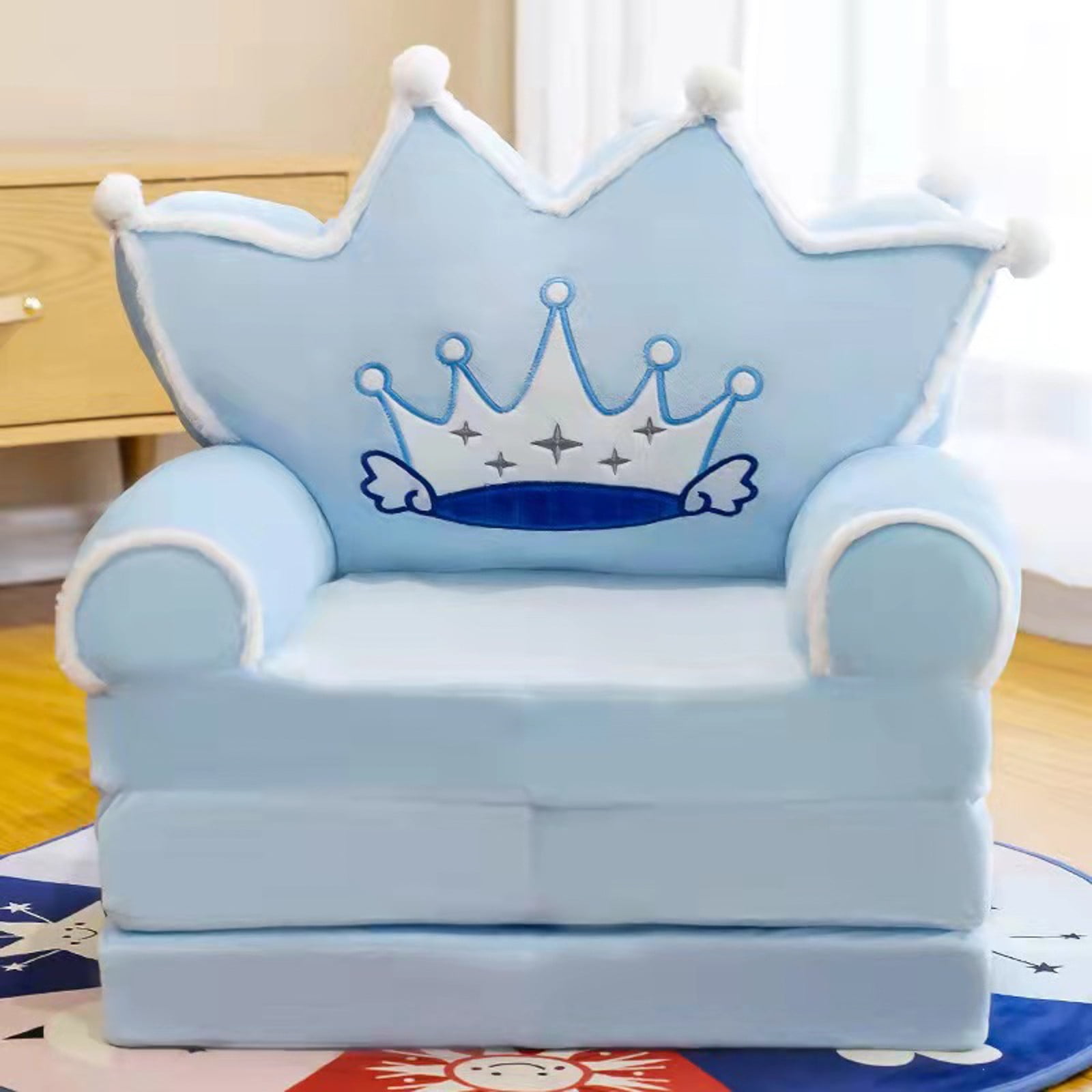 LPSSTORE Plush Foldable Kids Sofa Backrest Armchair 2 in 1 Foldable ...