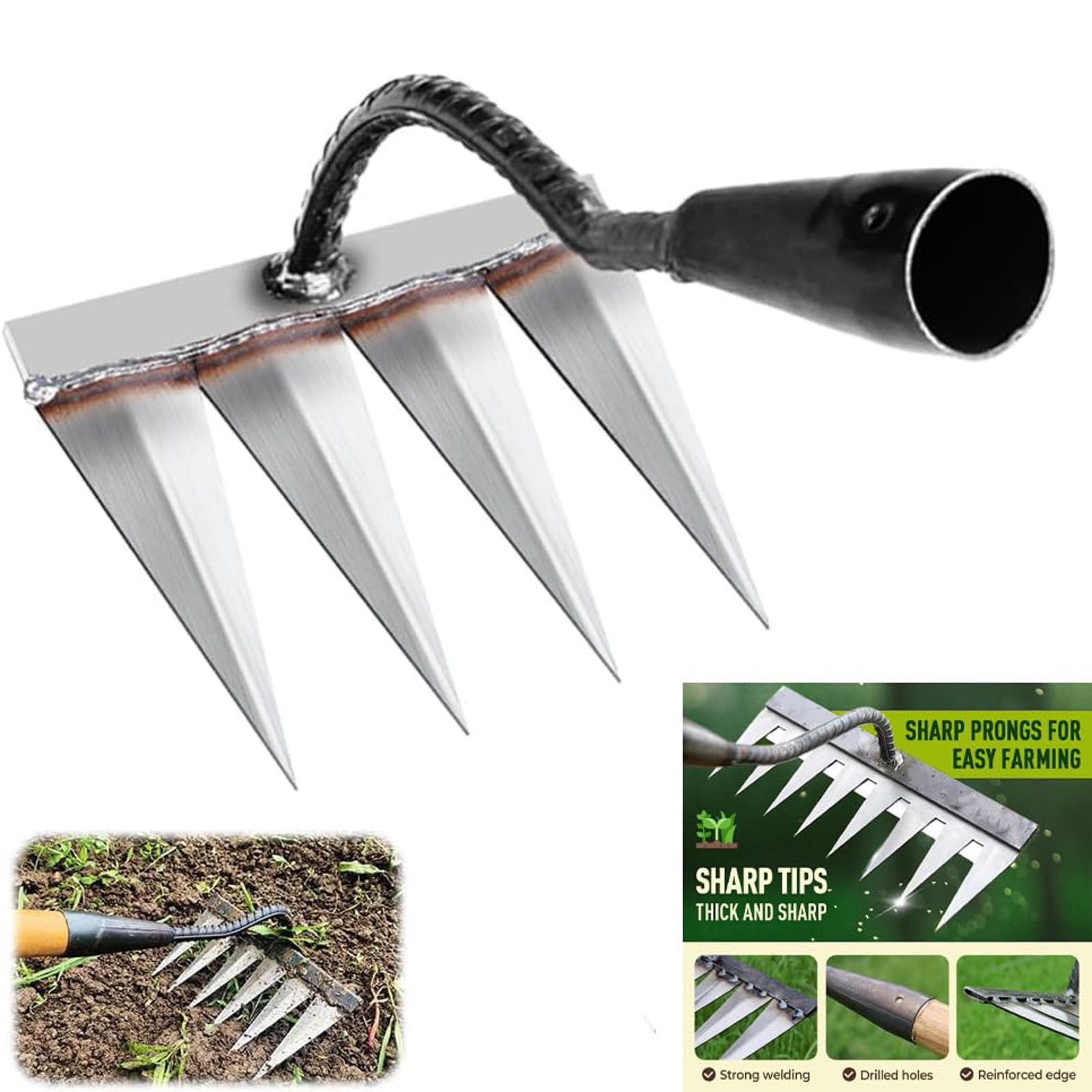 LPSSTORE Rake for Gardening and Weeding Ironrake The Heavy Duty Weeding ...