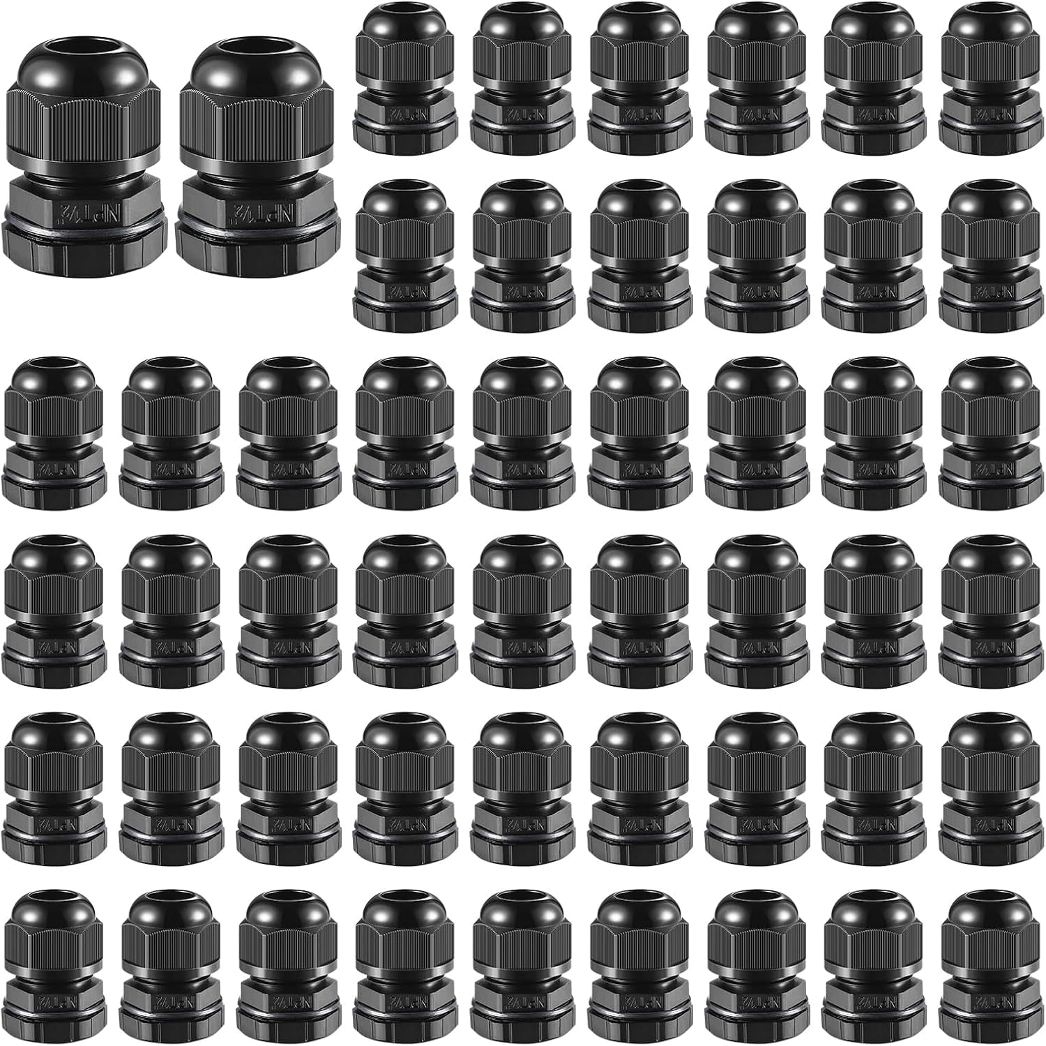 LPWYH 50 PCS 1/2"(6-12.5mm) NPT Nylon Cable Gland Joints with Gaskets ...