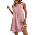 LPZOOGU Womens Summer Linen V Neck Short Dresses 2026 Sleeveless Mini ...