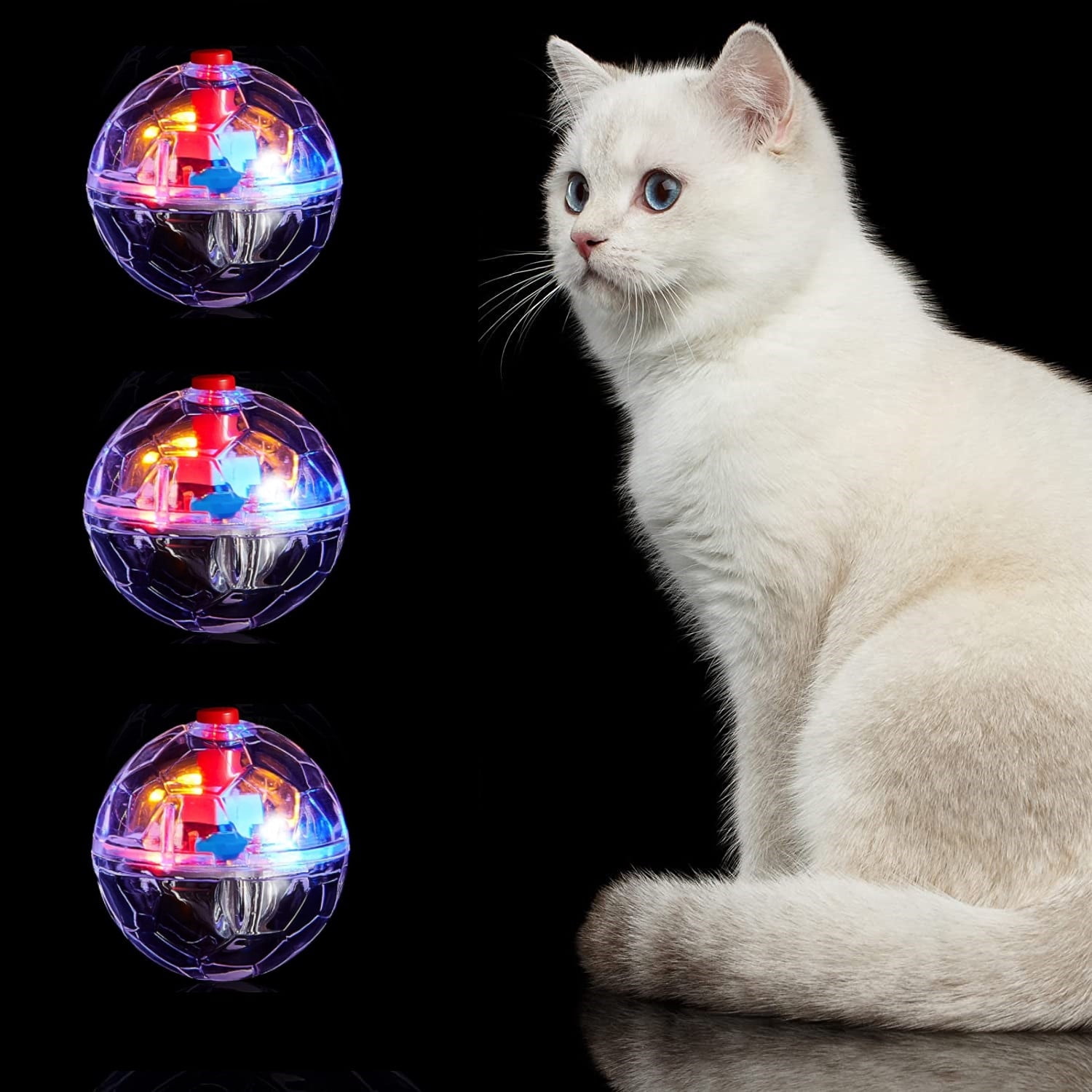 LQCrafK Light Up Cat Balls, Led Motion Activated Cat Ball Cat ...