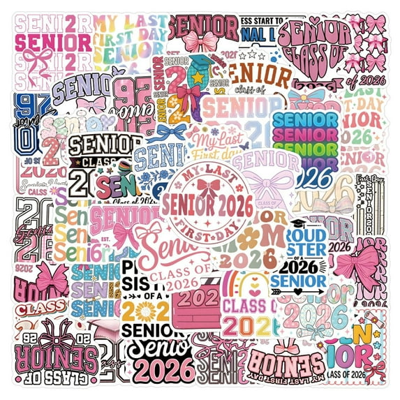 LQPWZU 50-Piece Senior Class of 2026 Sticker Pack, Cute High School ...