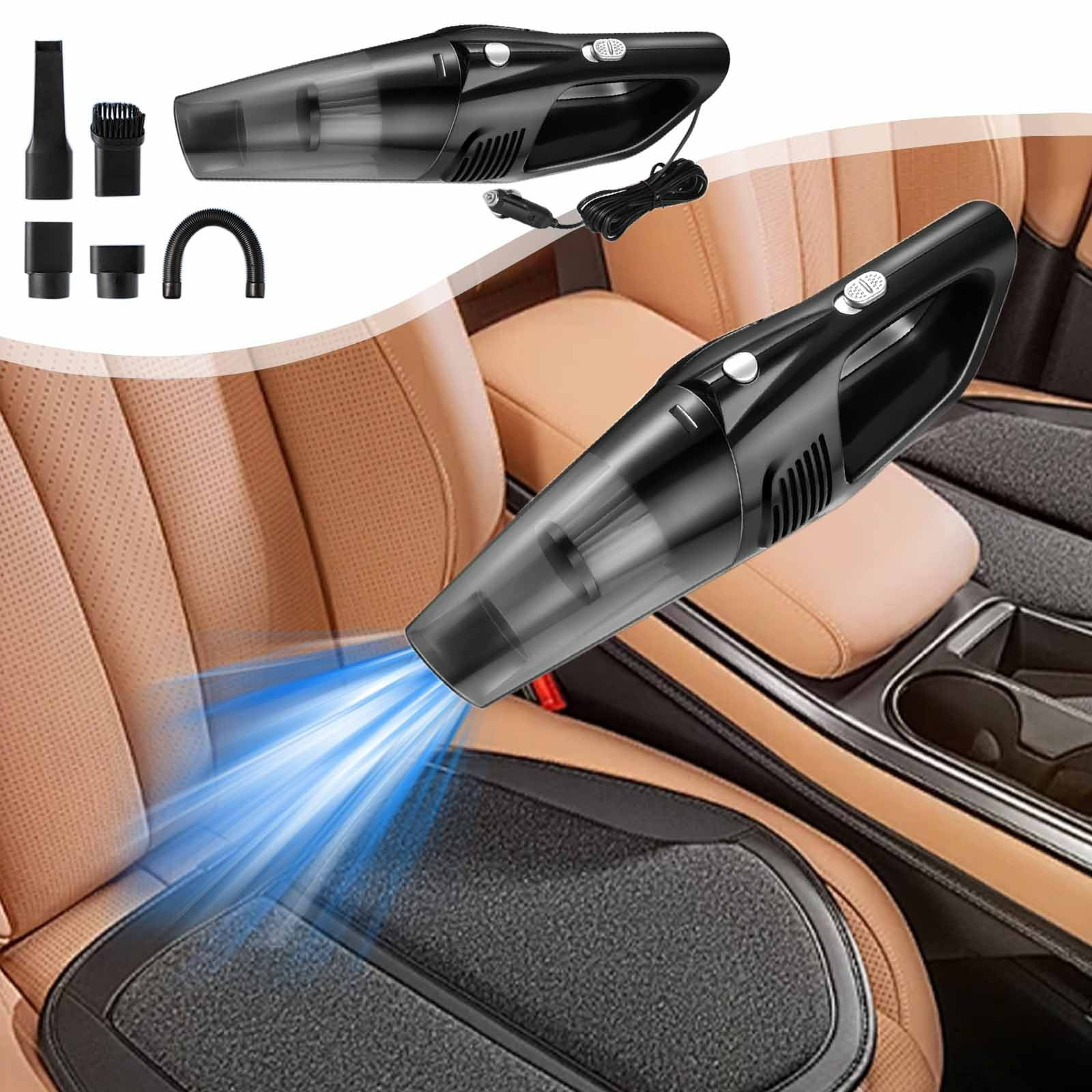 LQPWZU Power Portable Car & Home Vacuum Cleaner with 12000PA Suction ...