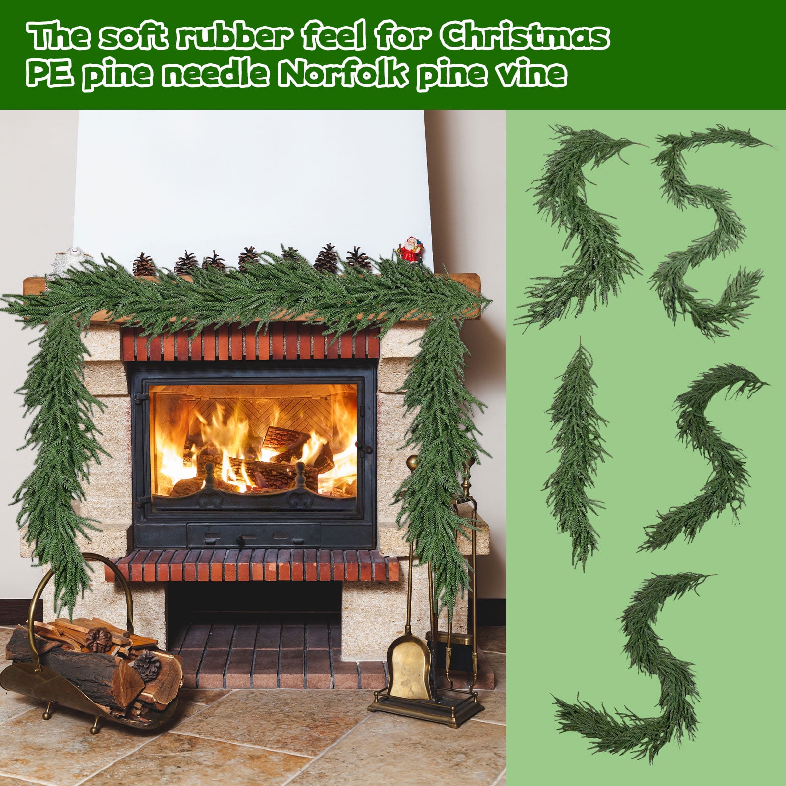 LQPWZU Realistic Artificial Cedar Pine Garland - Thick Lush Full Faux ...