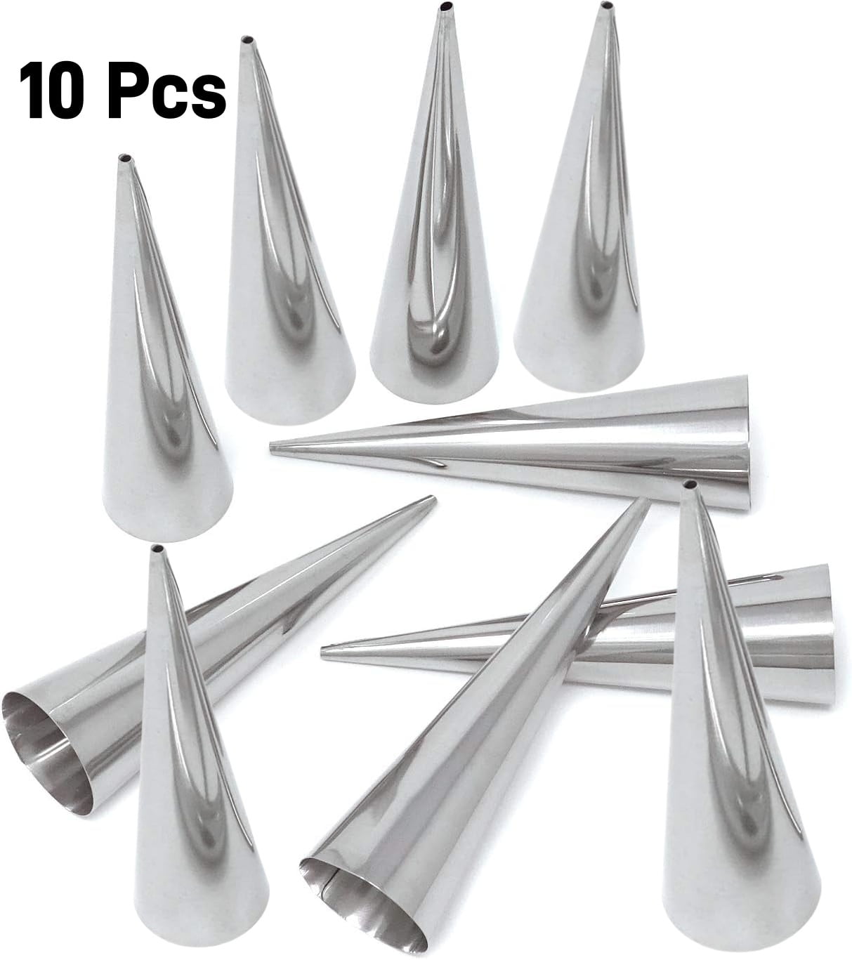 LQQBOX 10 PCS Stainless Steel Cream Roll Horn Forms Croissant Cones ...