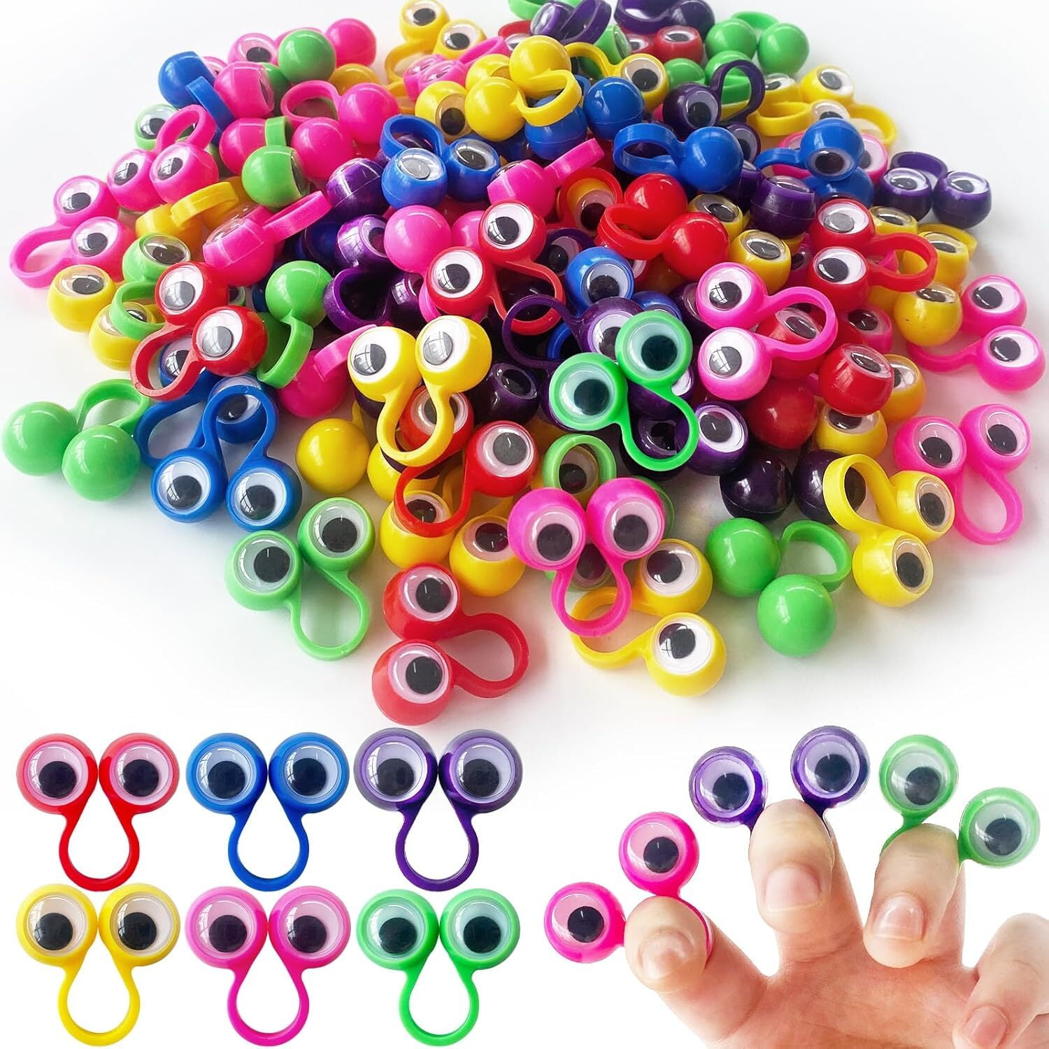 LQQBOX 100 PCS Eye Finger Puppets Toys Set, Wiggly Eyeball Finger ...