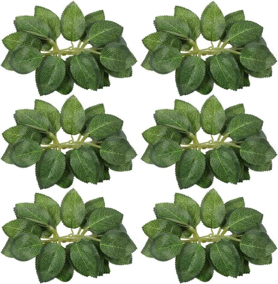 LQQBOX 100 Pcs Bulk Rose Leaves Artificial Greenery Fake Rose Flower Leaves for DIY Wedding ...